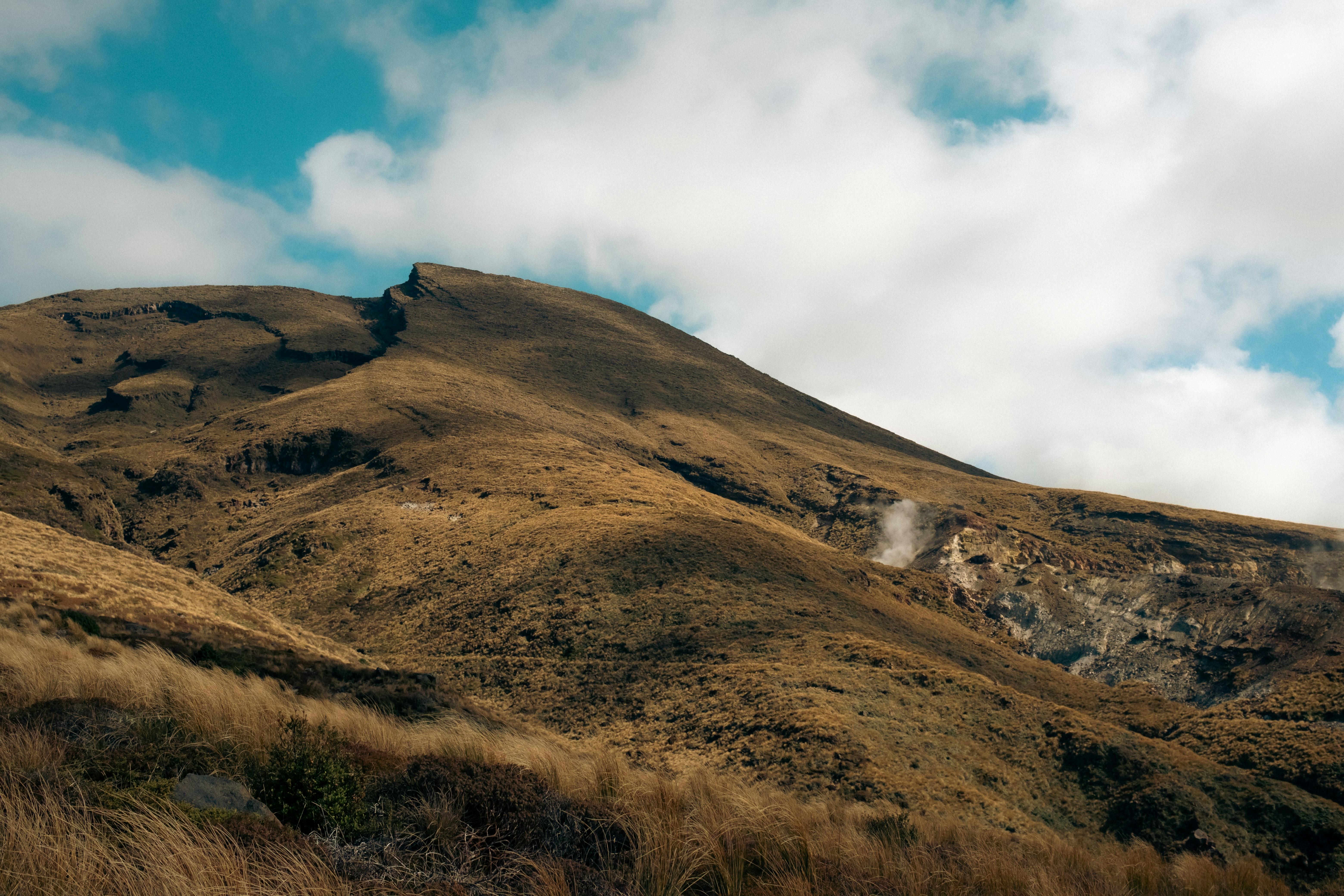 Wind-swept hill under an open sky