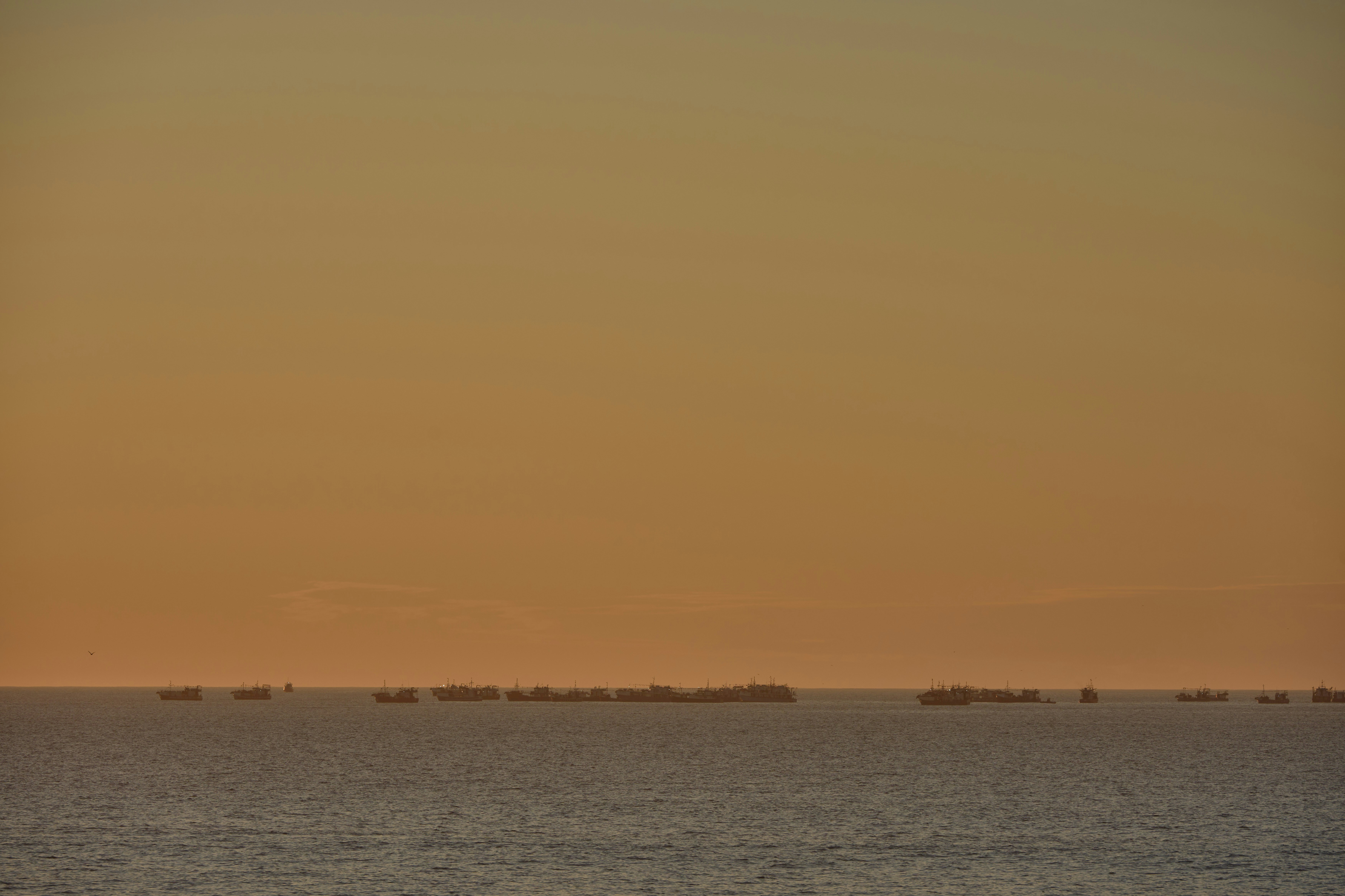 Horizon Quiet: Ships Scatter the Dusk