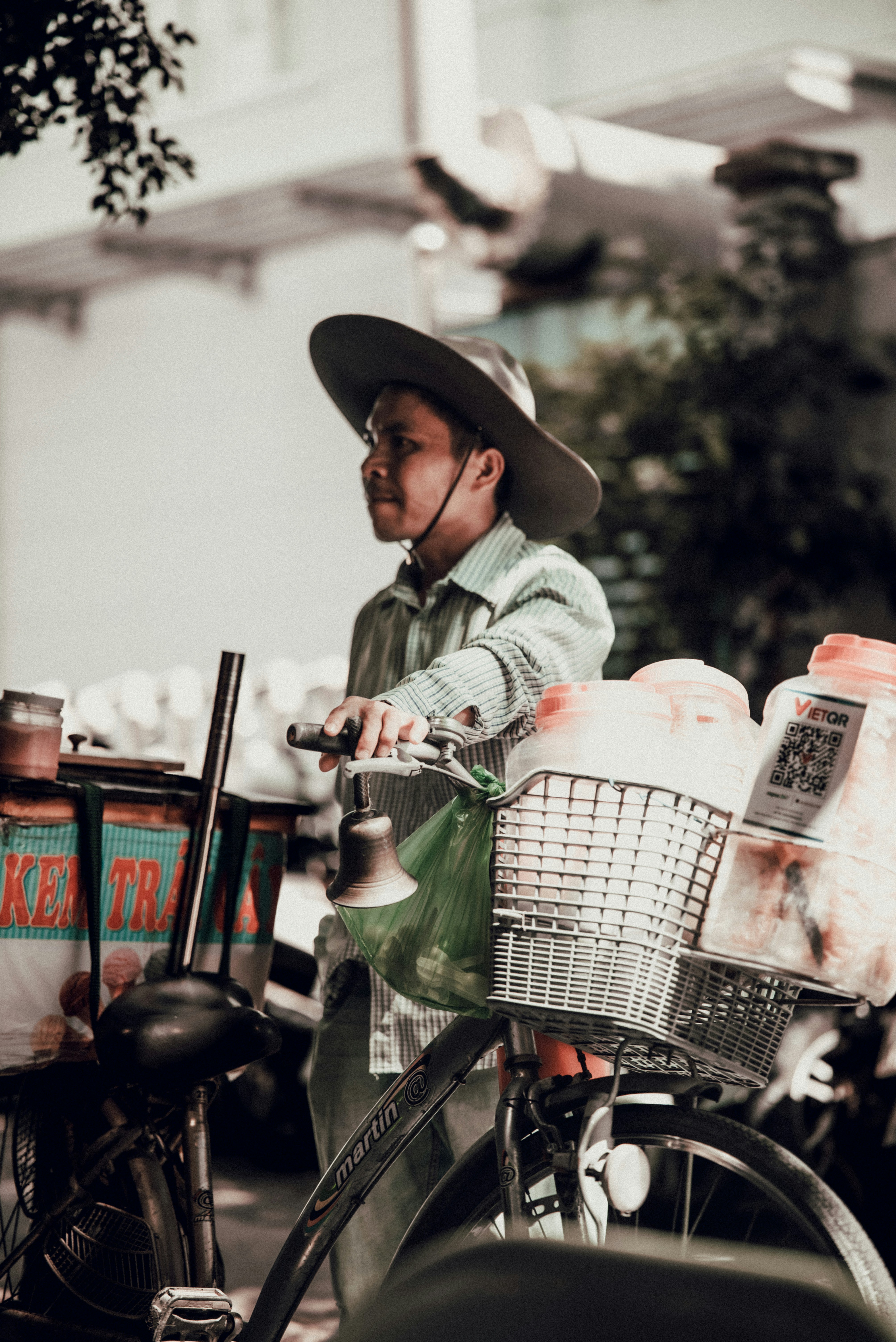 The Cart Vendor: A Quiet Portrait by the Orchard