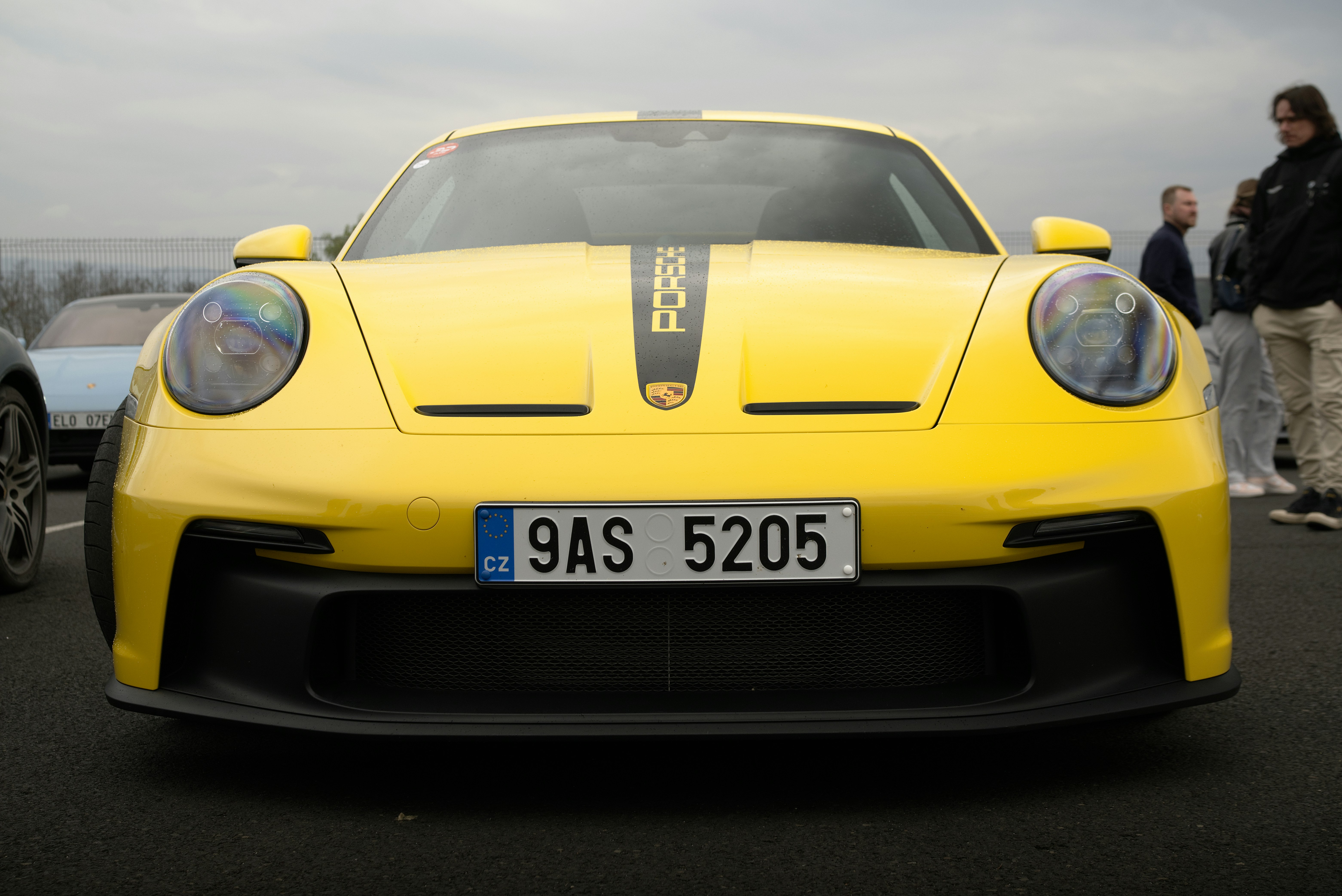 Front-and-Center: Yellow Porsche GT3 with Bold Stripe