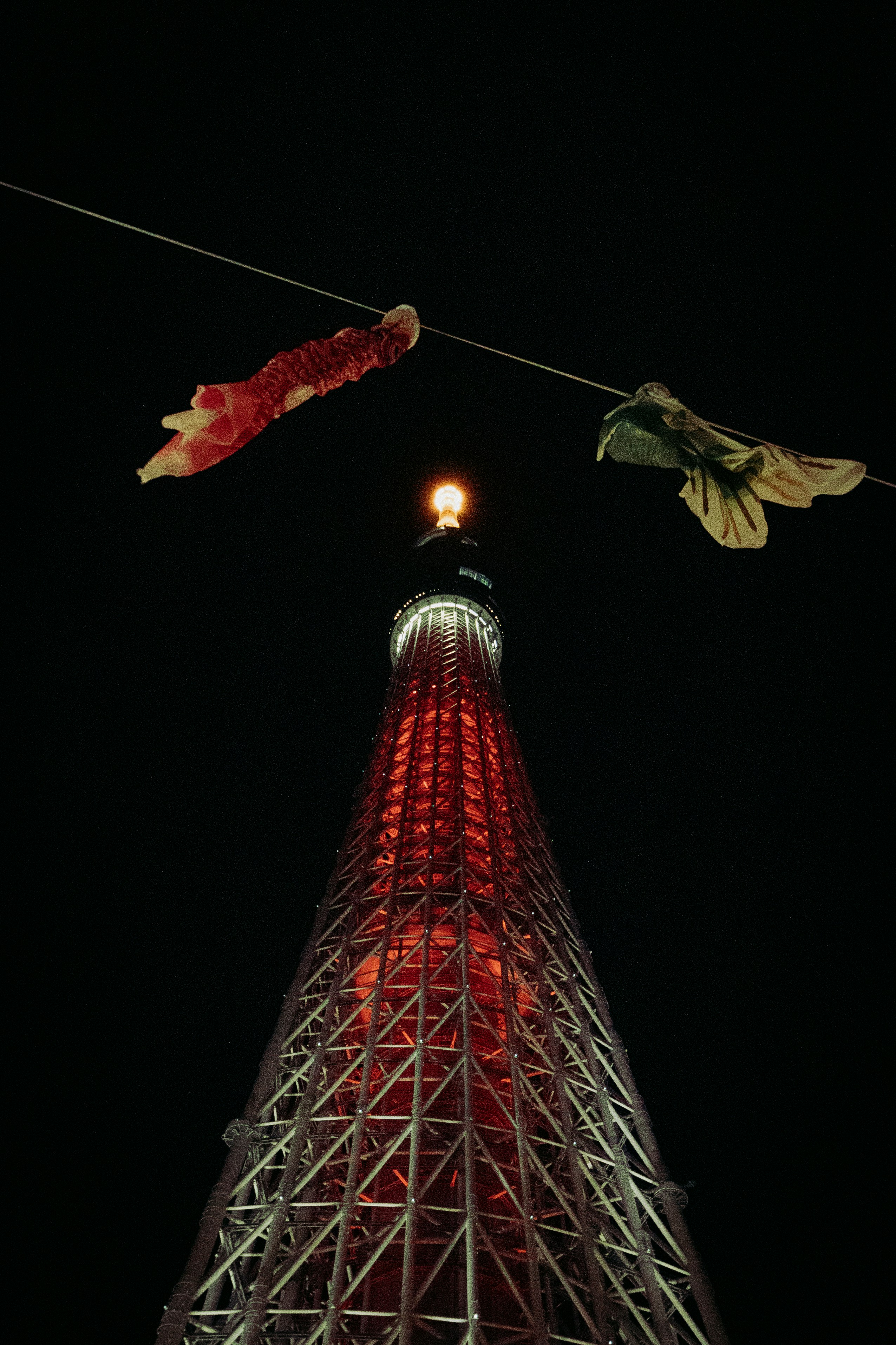  Tokyo Tower Under Night Sky: Red Structure Reaching for the Moon 
