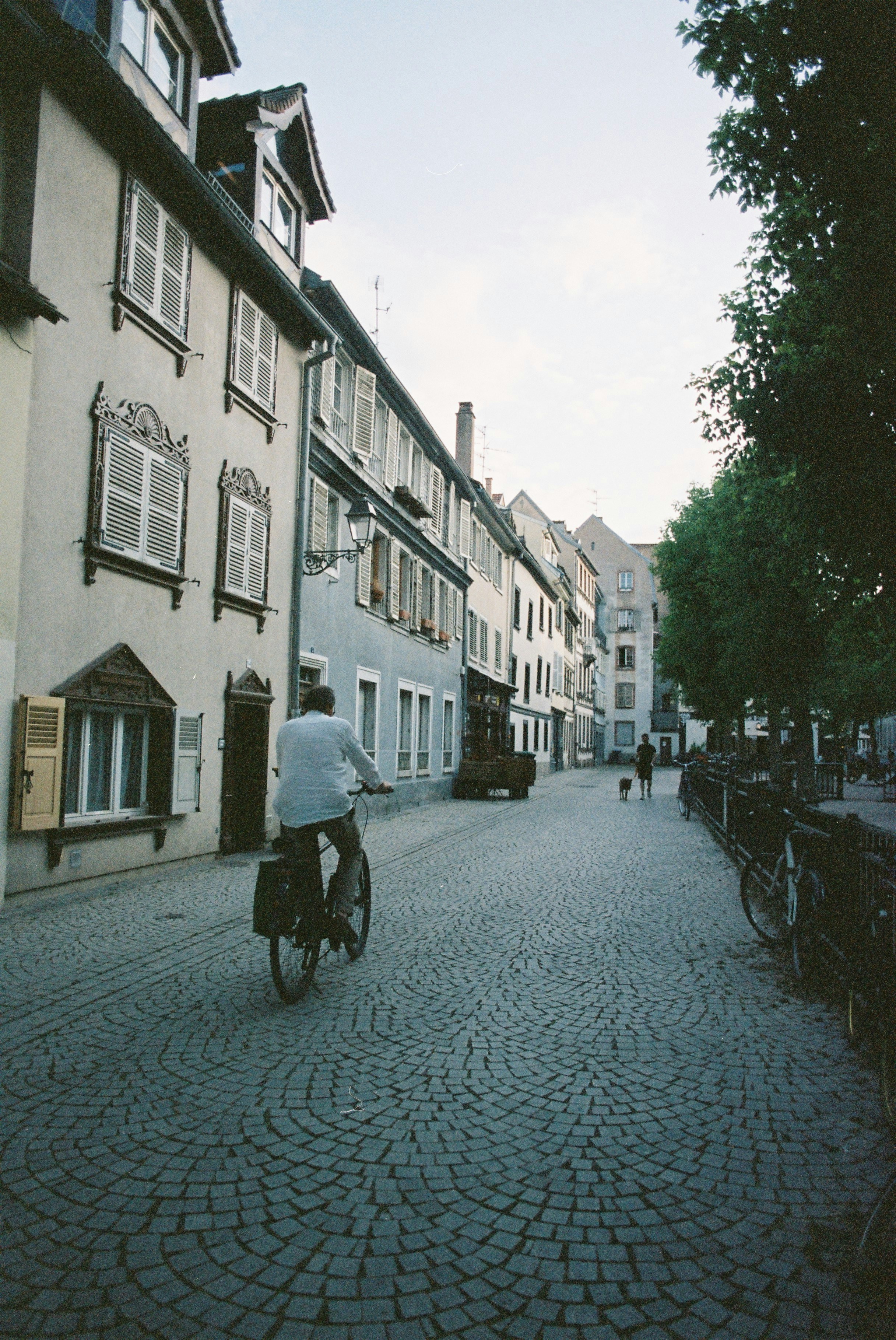 Cycle Through Charm: Cobblestone Street of Quiet Germanic Homes