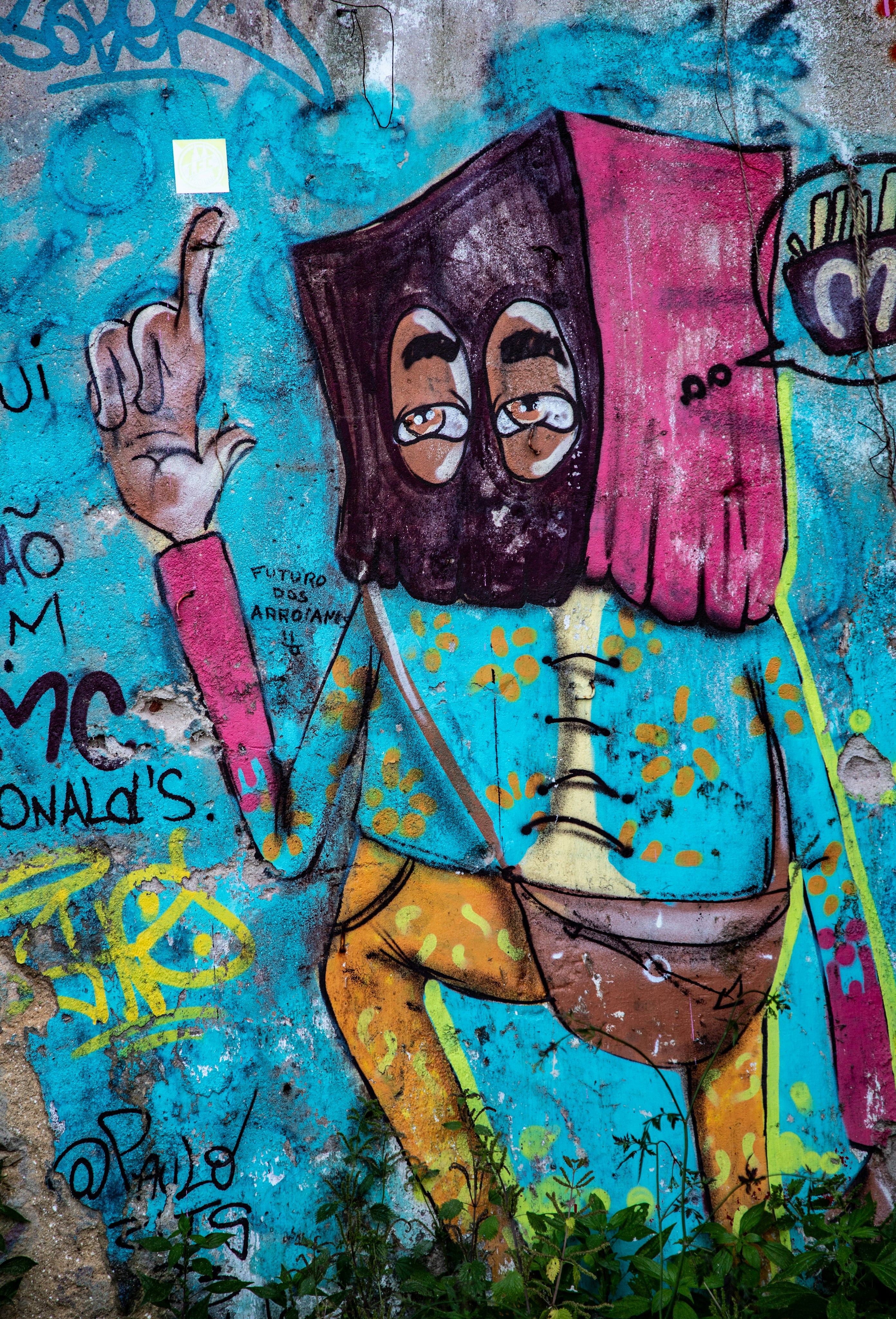 Colorful graffiti art of a cartoon character on a wall. photo – Free ...