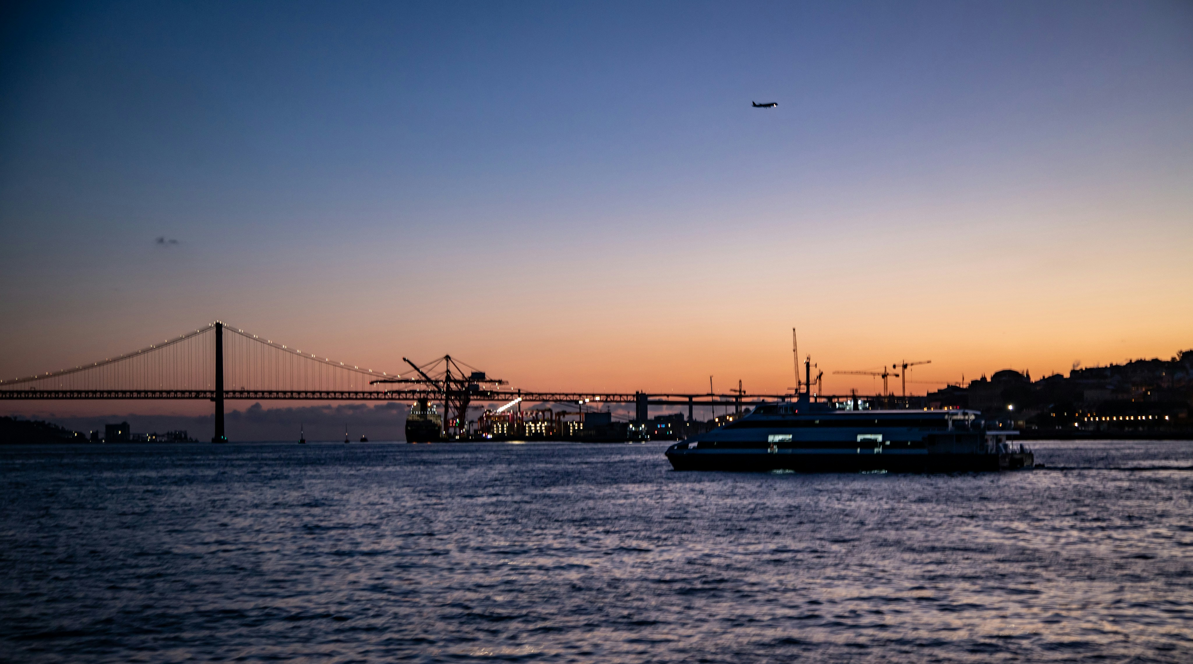 City at Dusk: Lights on the River