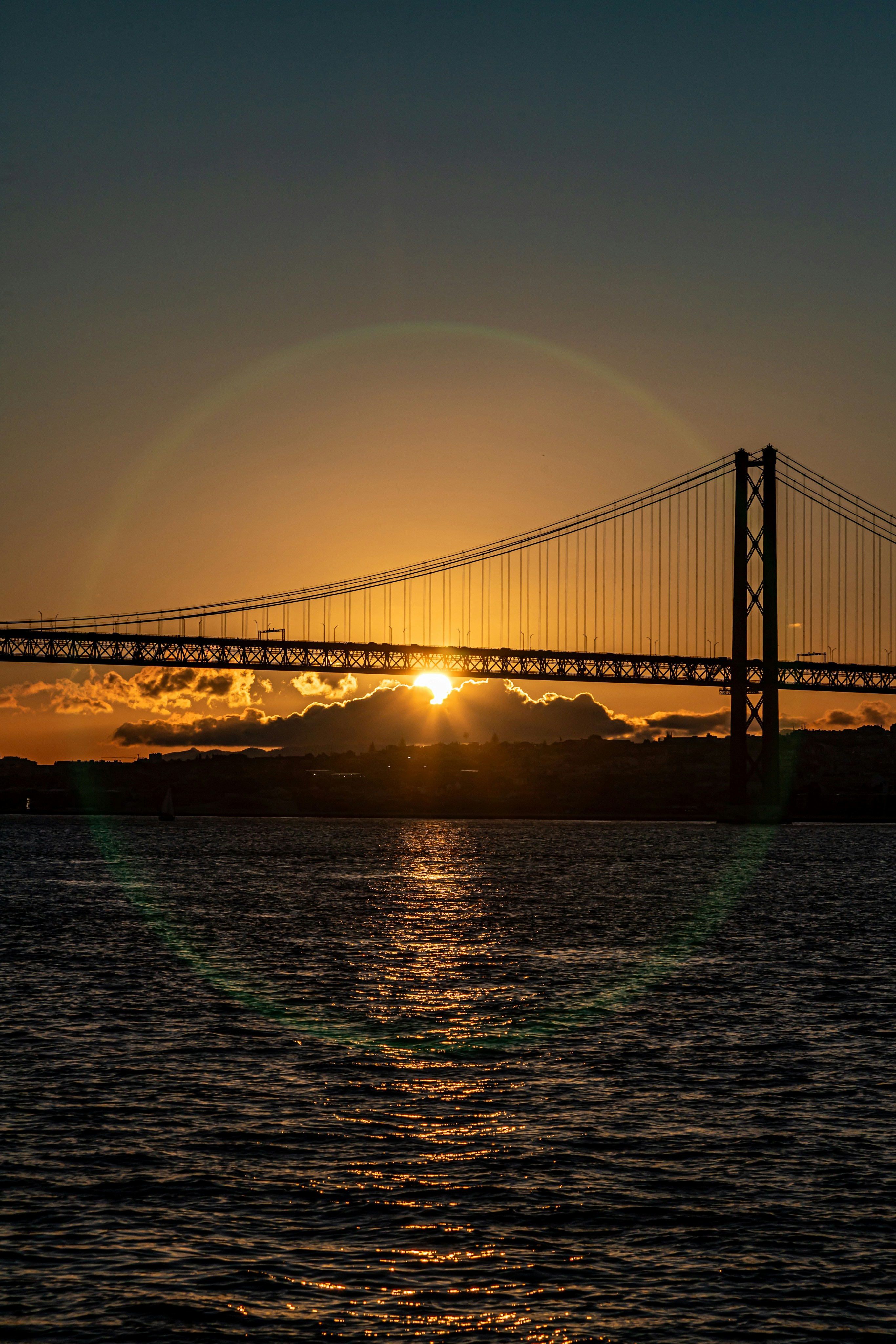 Sunlit Arc: A Waterfront Sunset Under the Suspended Span