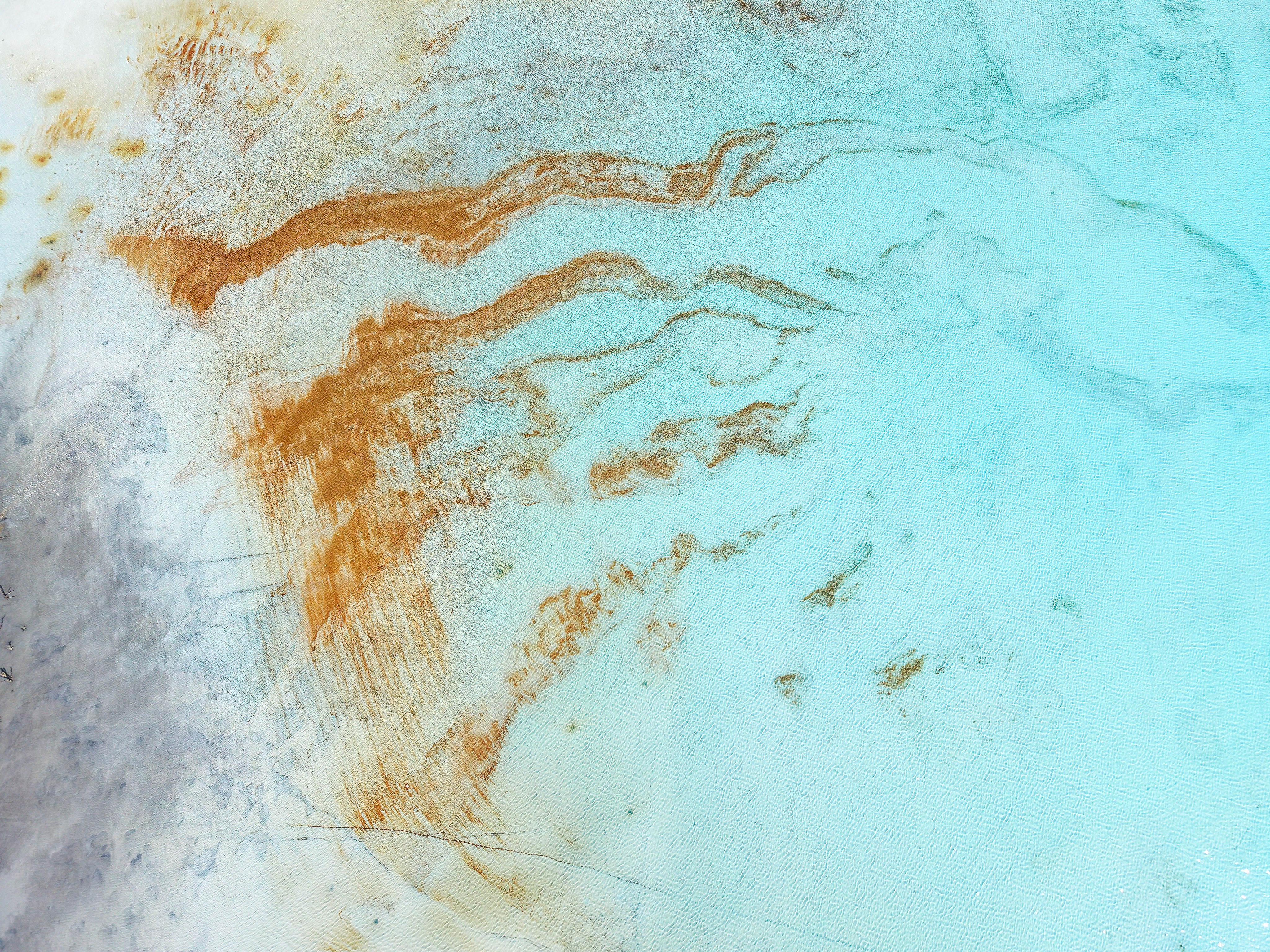 Abstract blue and white background with wavy brown textures. photo ...
