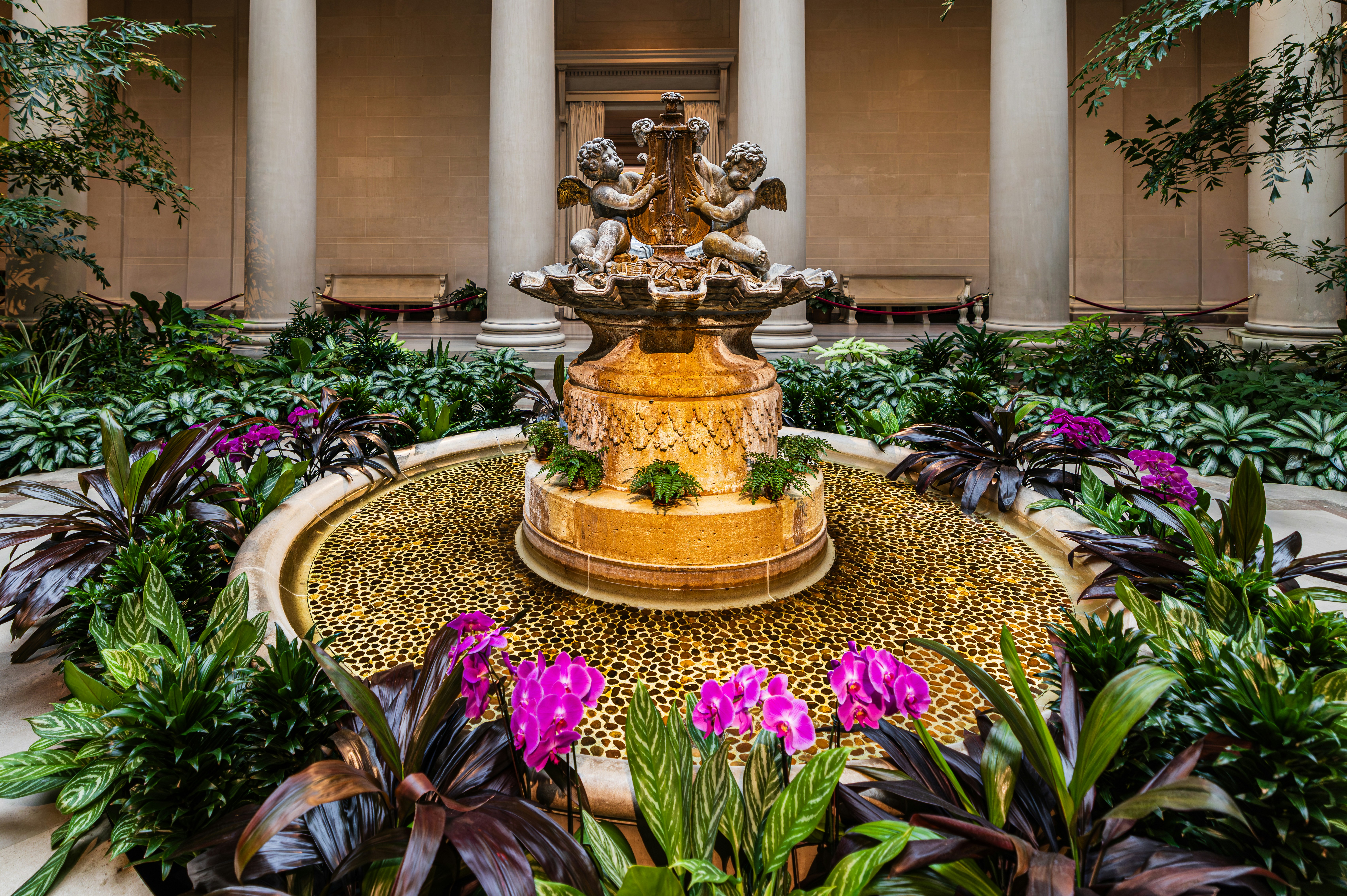 Heritage Fountain in a Verdant Courtyard