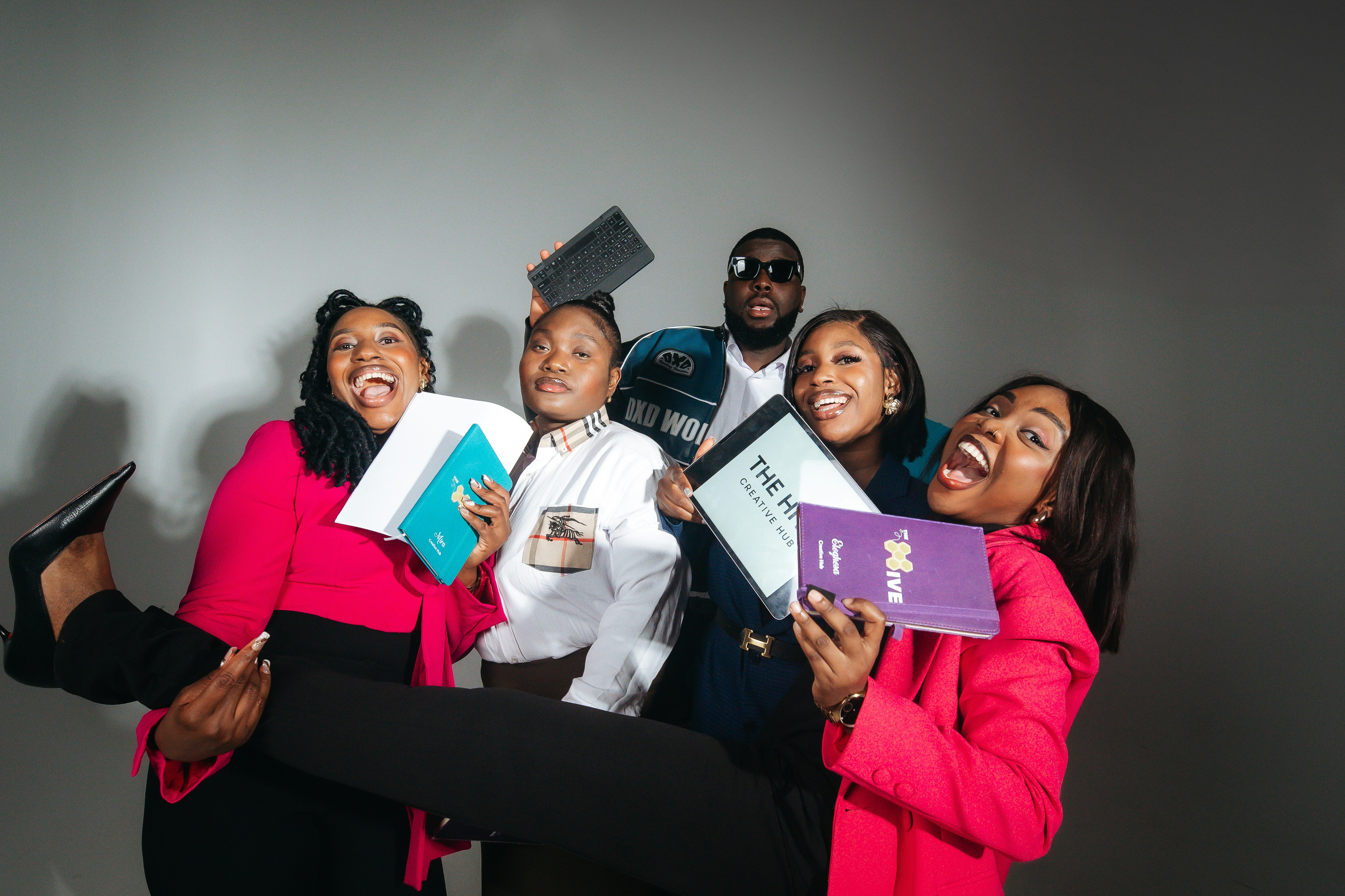 Joyful Book Club Kickoff: A Dynamic Studio Group Portrait