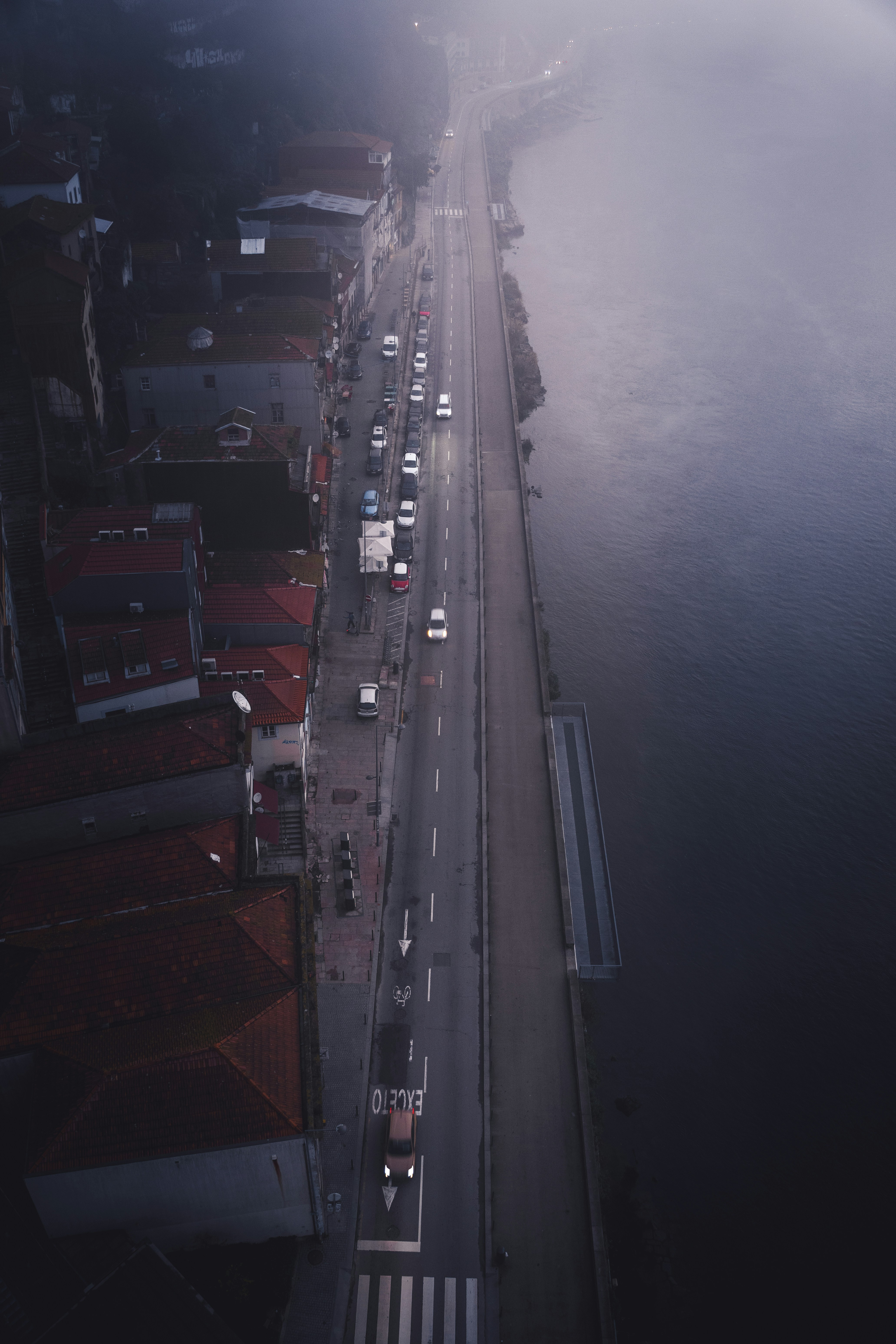 Edge of the City: Aerial Line Along Waterfront Road