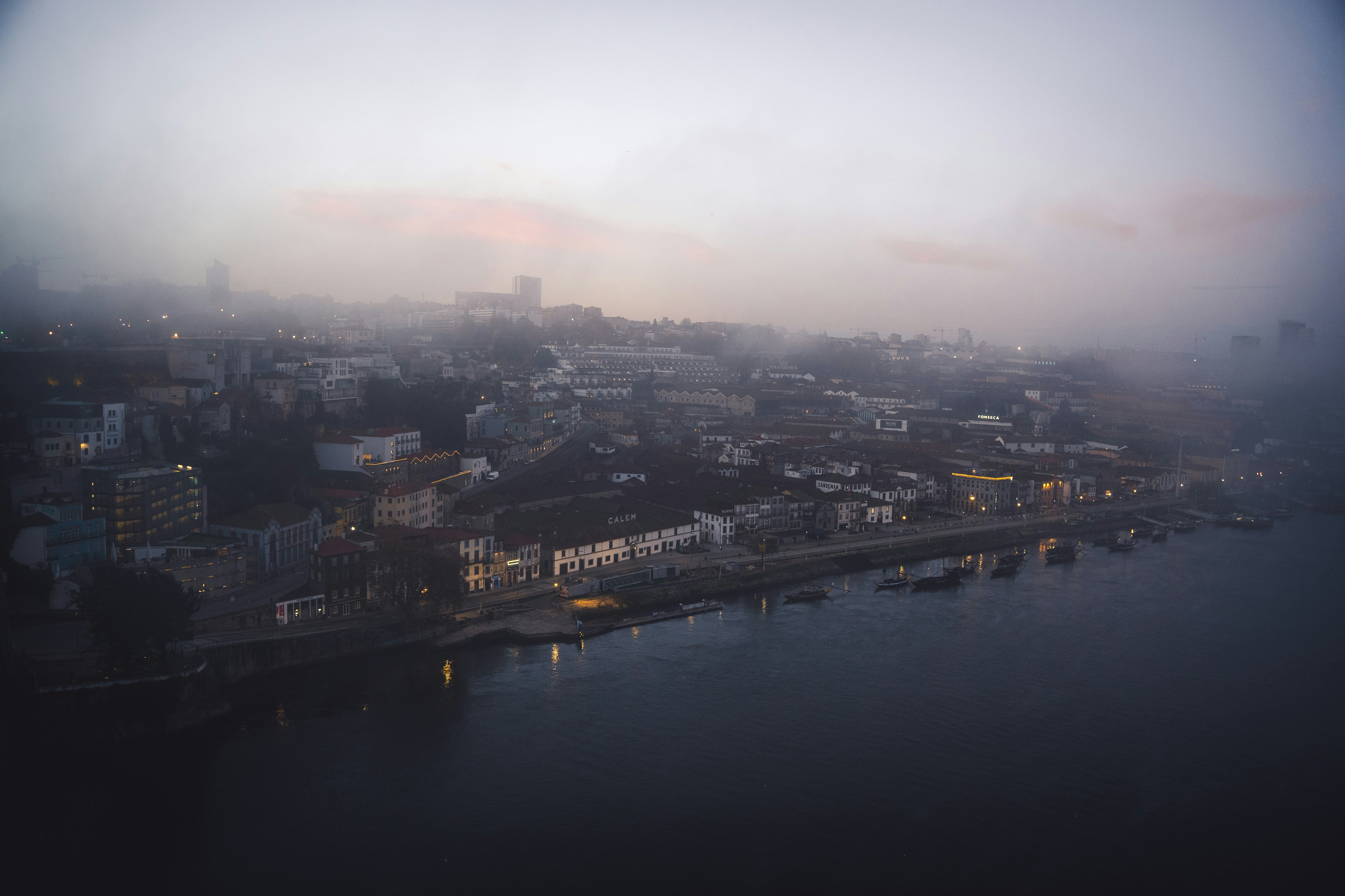 Horizon Mist Over a Quiet Harbor City