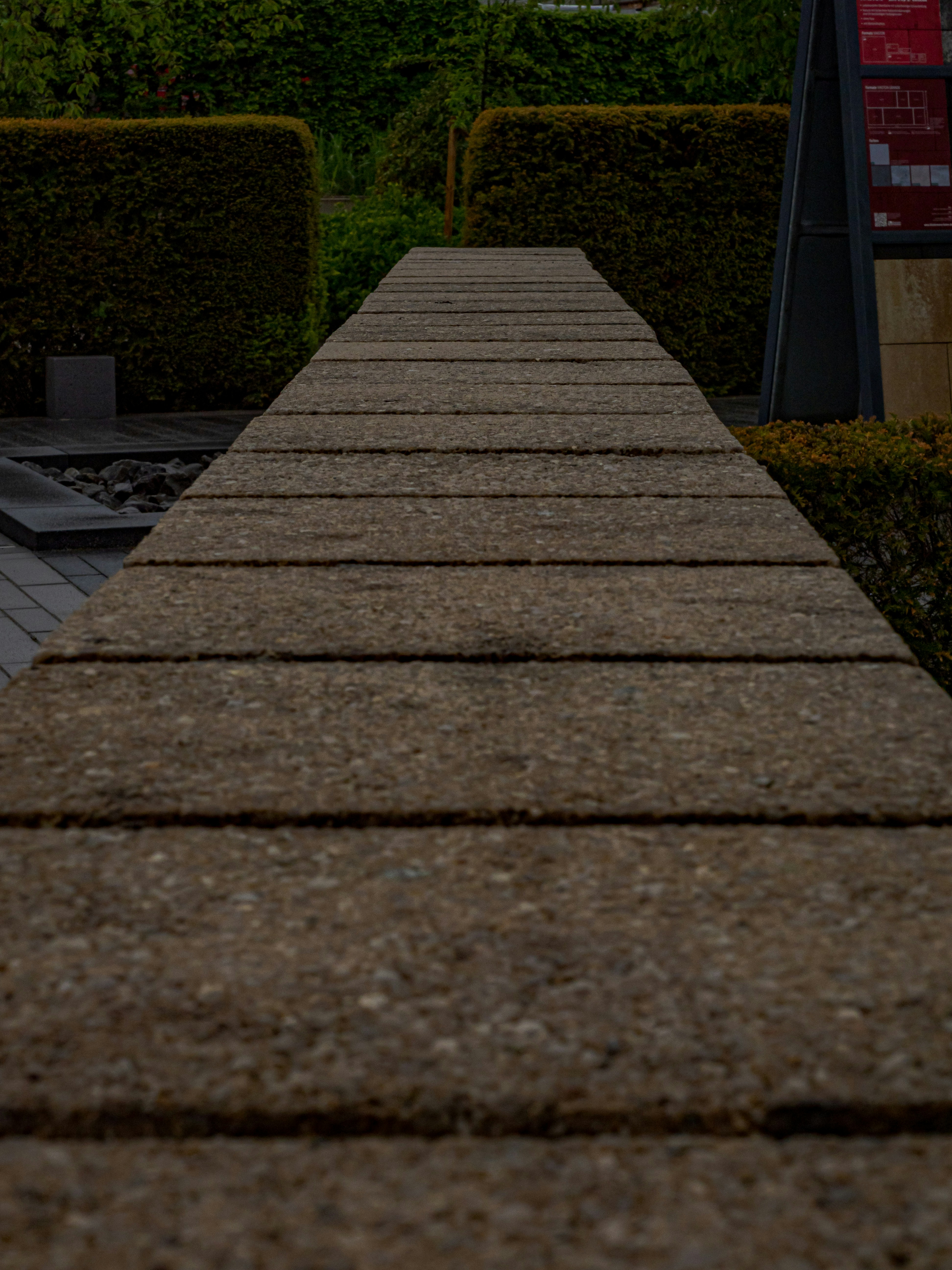 Concrete Channel to Green Quiet: A Pathway Framed by Hedges