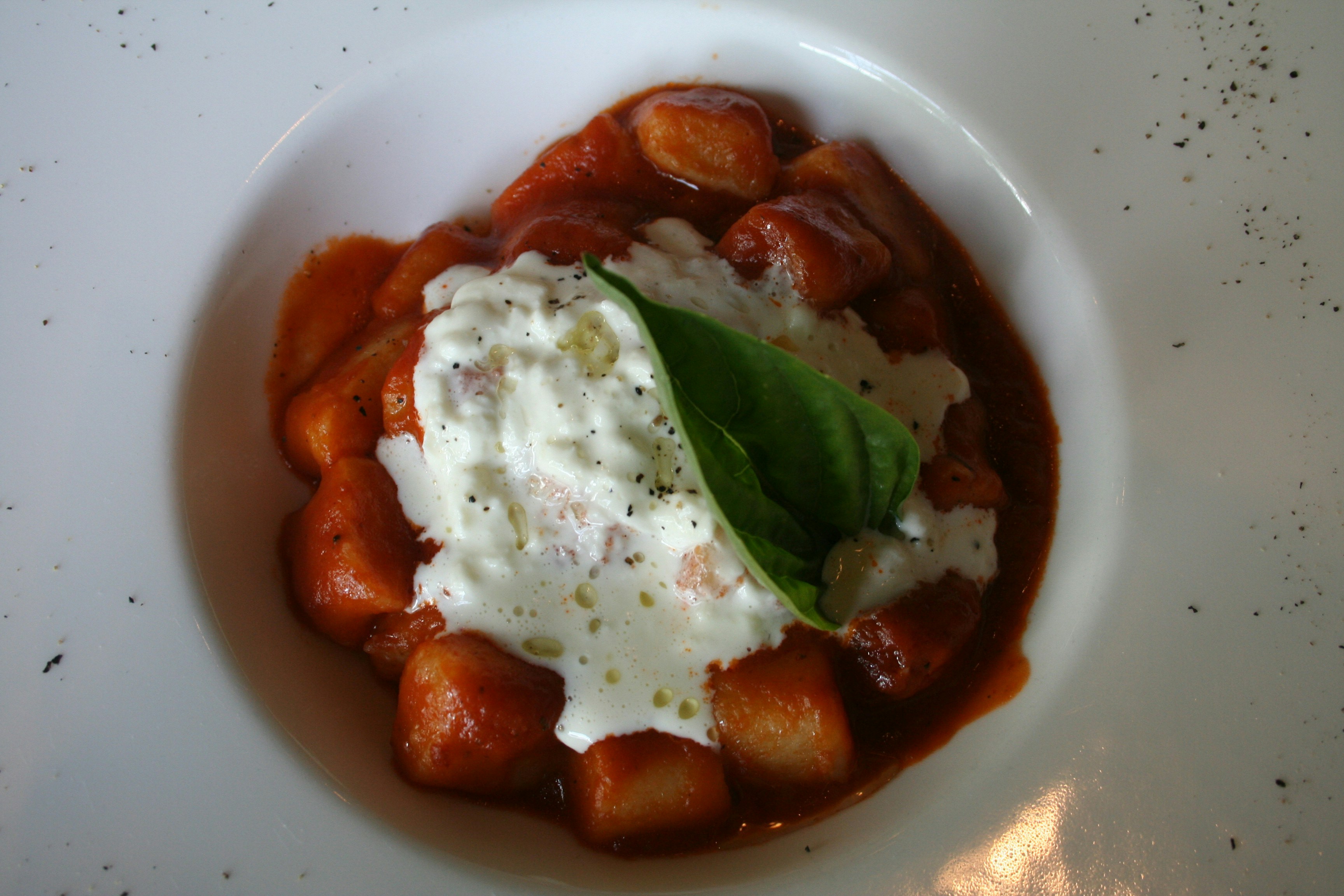 Creamy Burrata over Tomato Gnocchi: a Hearthside Plate