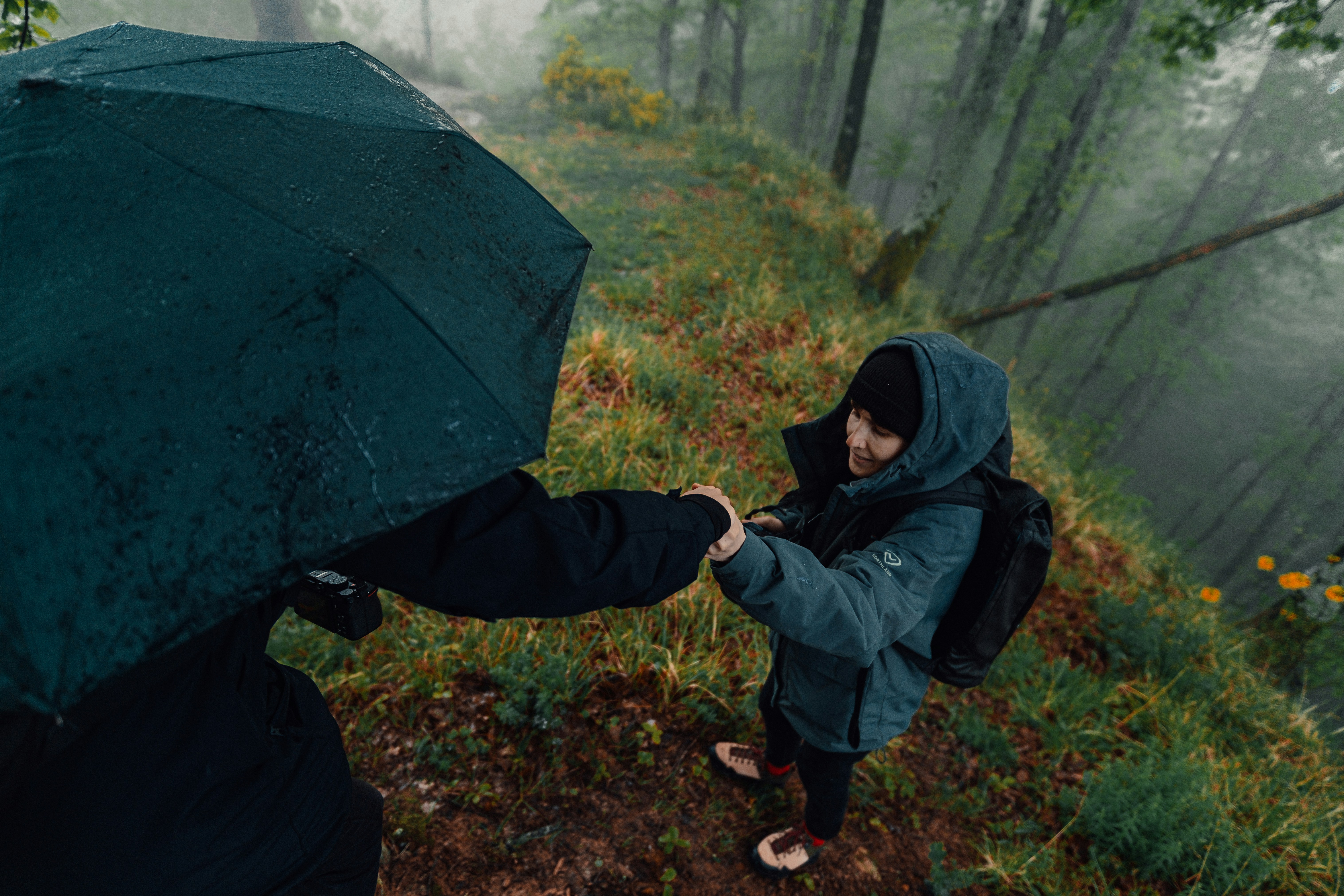 Handshake in the Mist: Climbing Toward Shelter