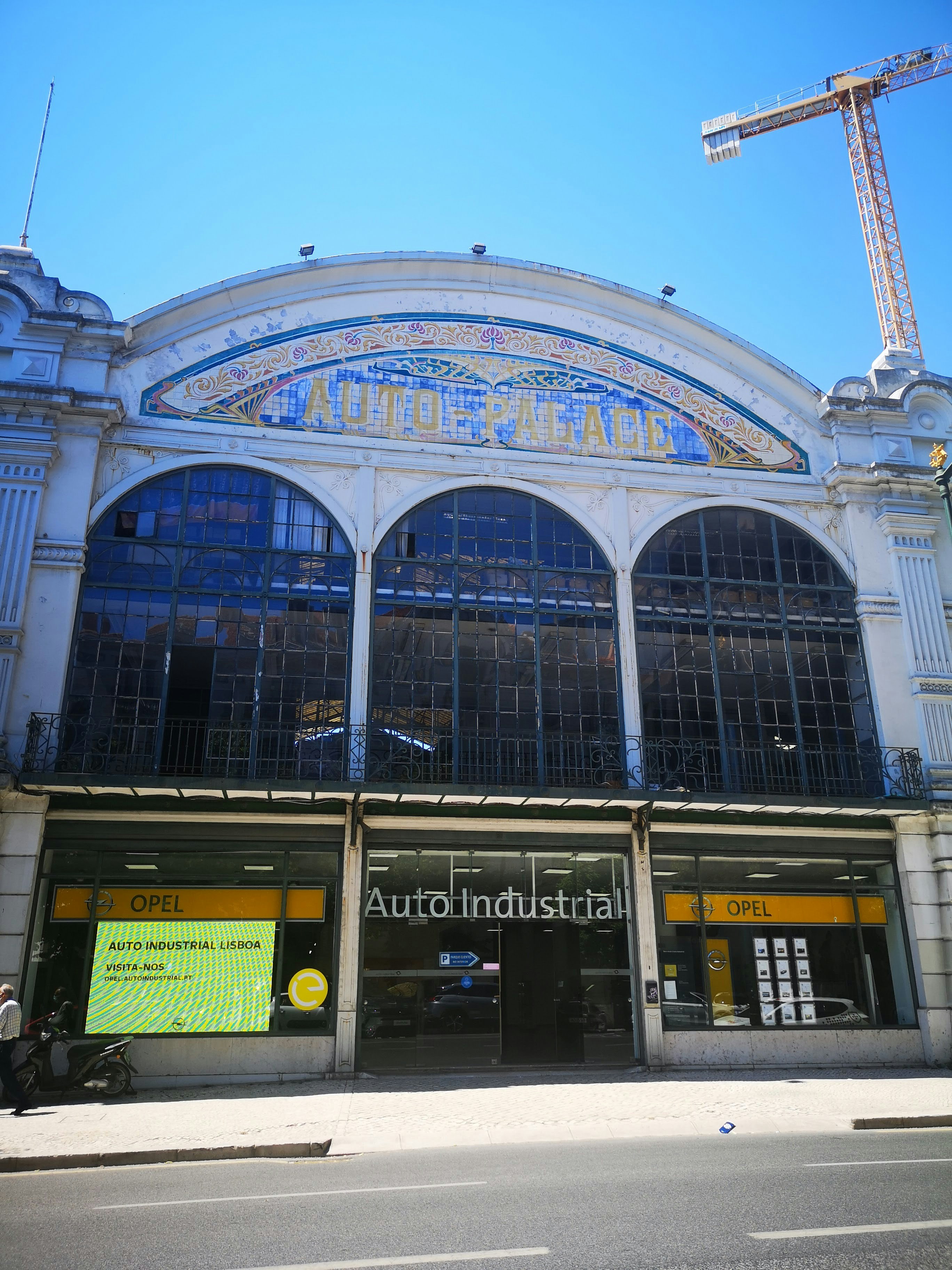 Facade of an Auto Industrial Hall under a Clear Sky