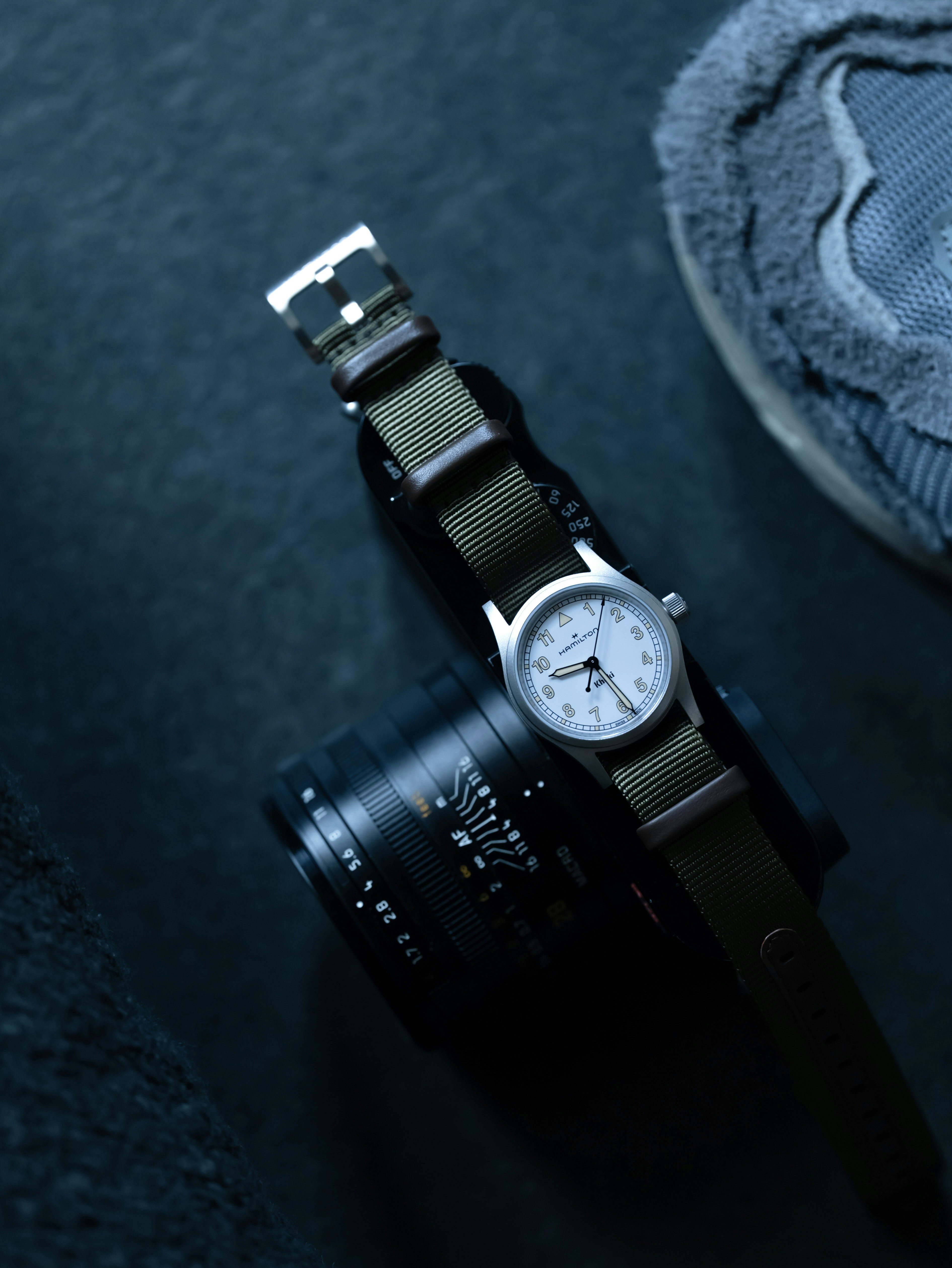 Navy Strap and Silver Dial: A Close-Up of Time