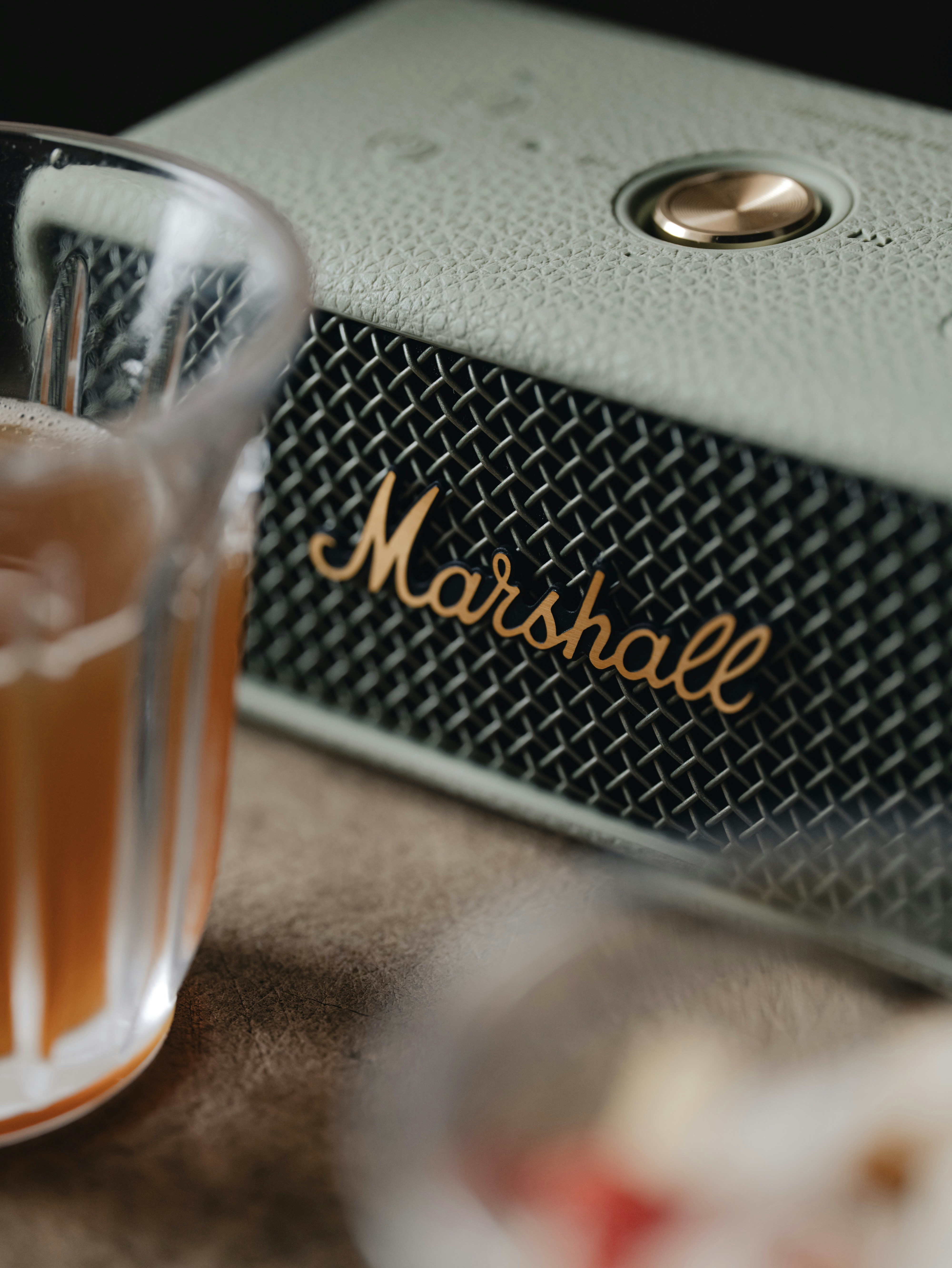 Mid-century Charms: A Marshall Speaker Framed by Amber Toasts