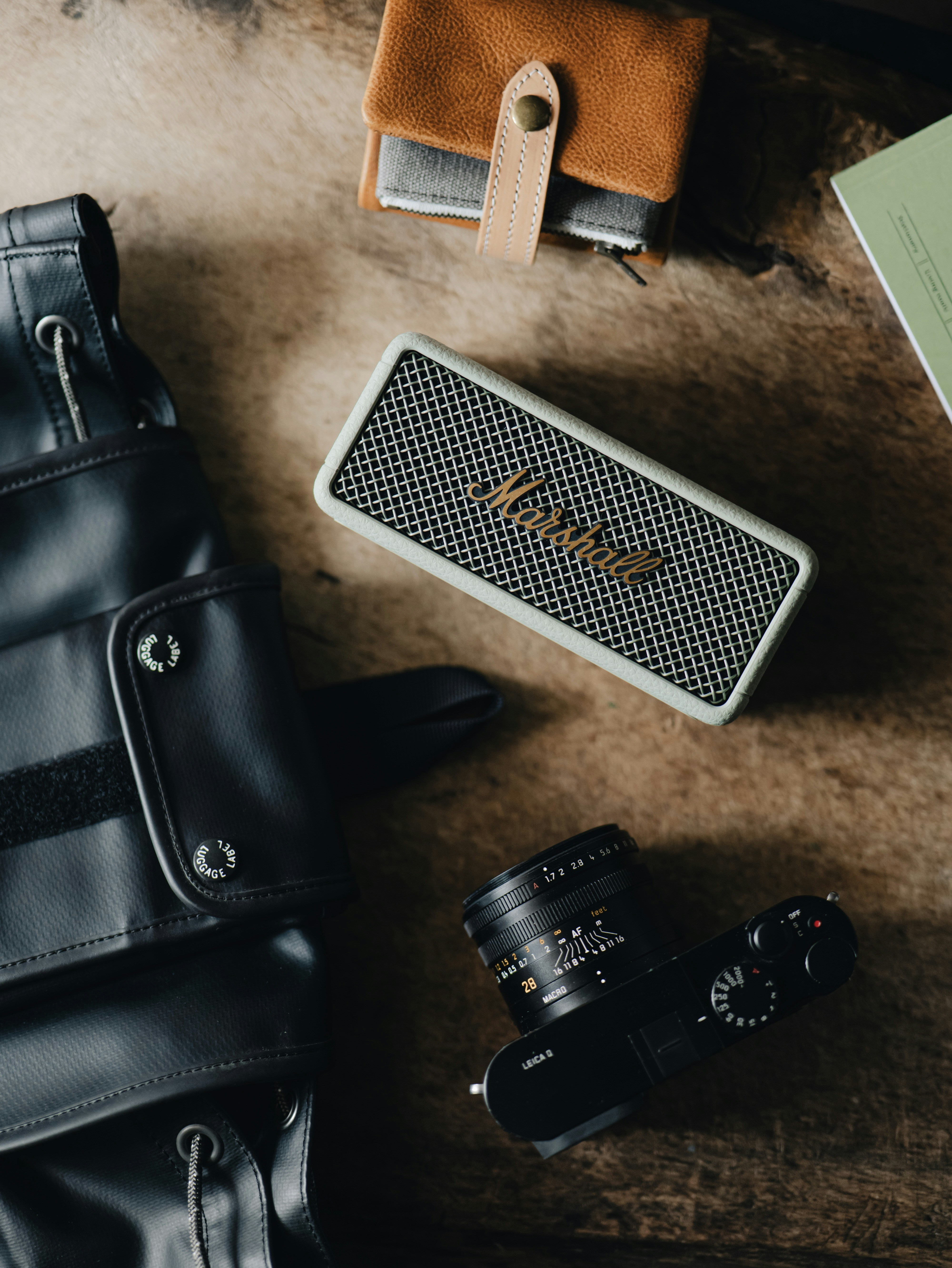Midnight Gear: A Vintage-Style Setup with a Marshall Speaker at Rest