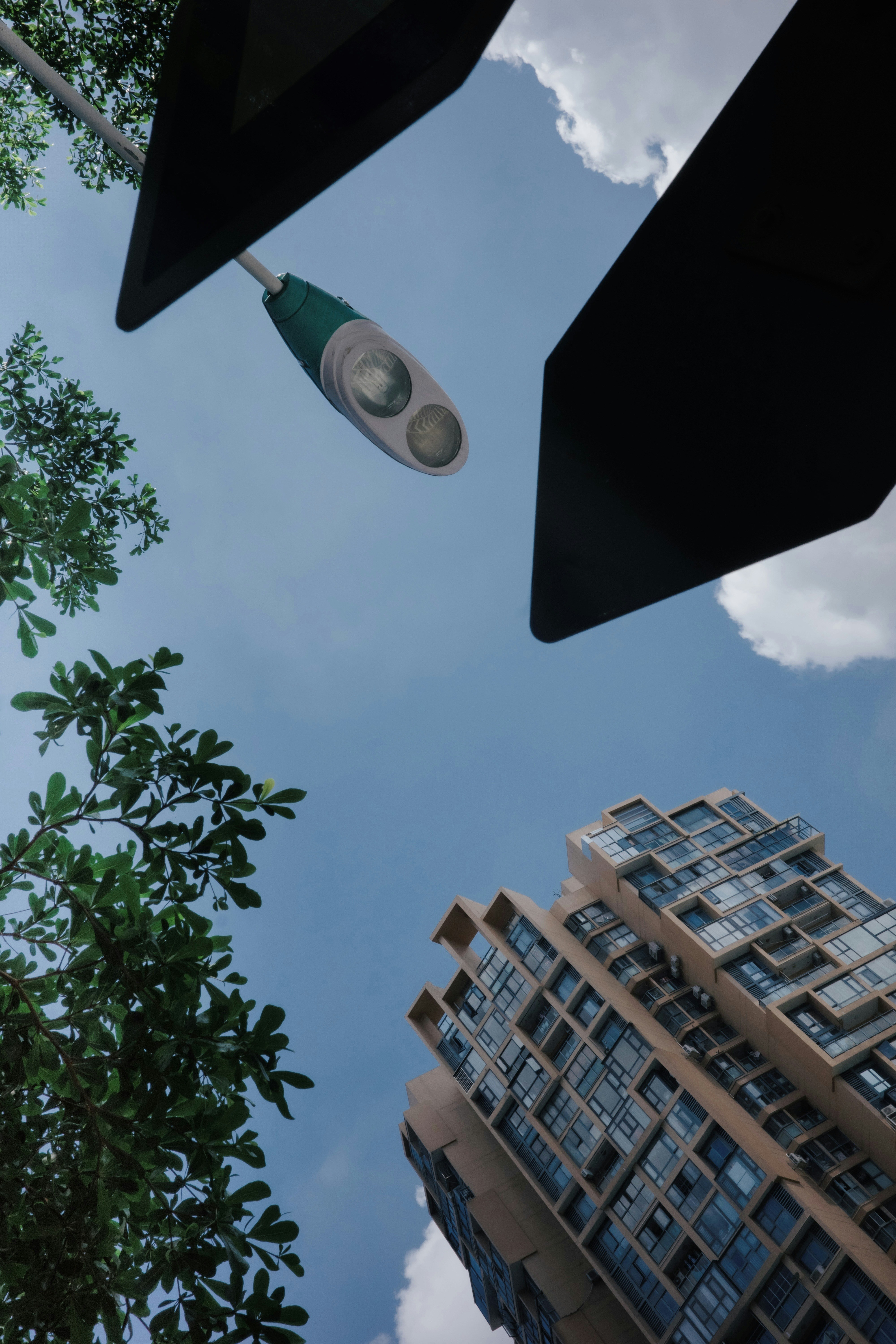 Urban Lantern Under a Blue Sky