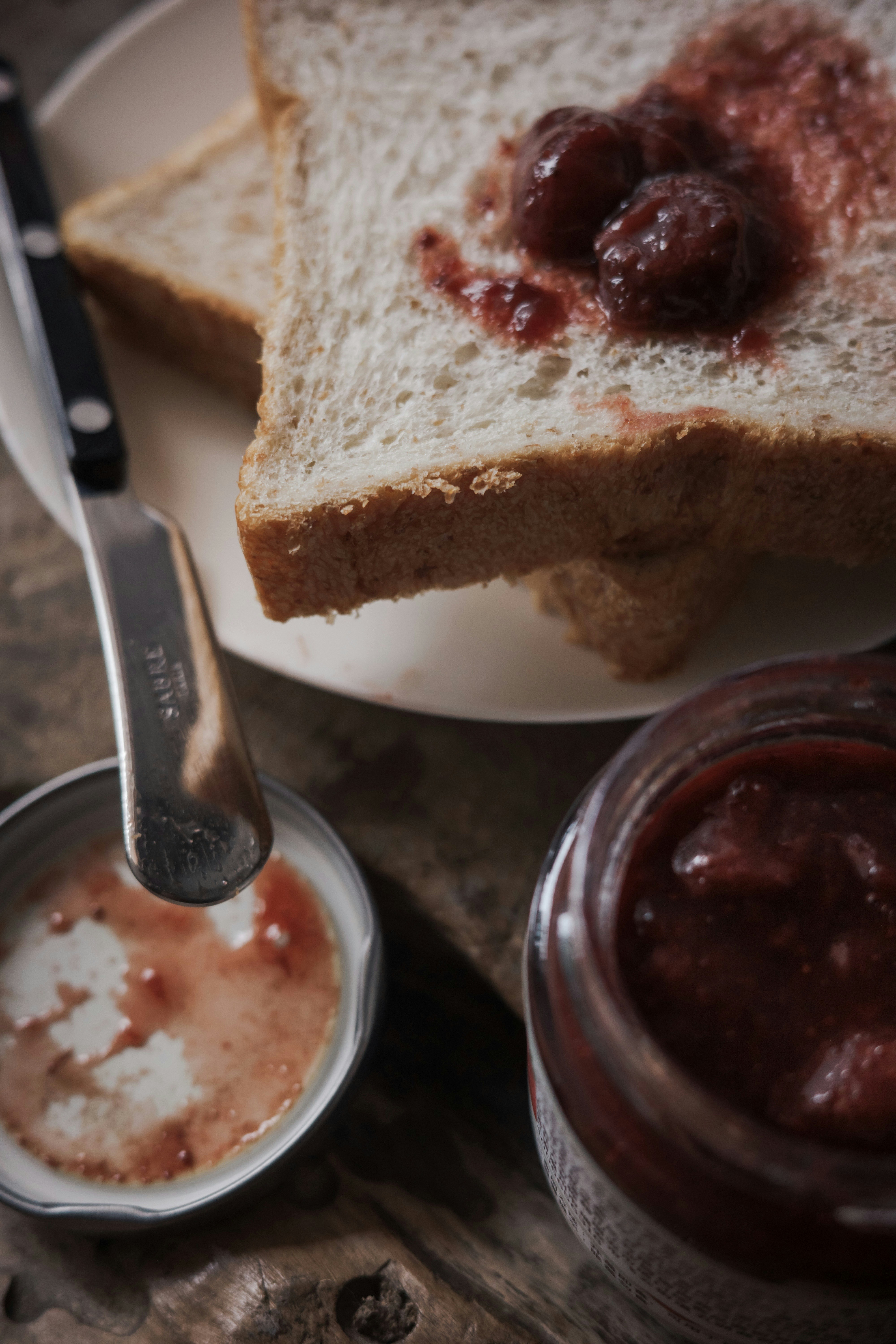 Toast and Preserves: A Rustic Breakfast Spread with Cherry Jam
