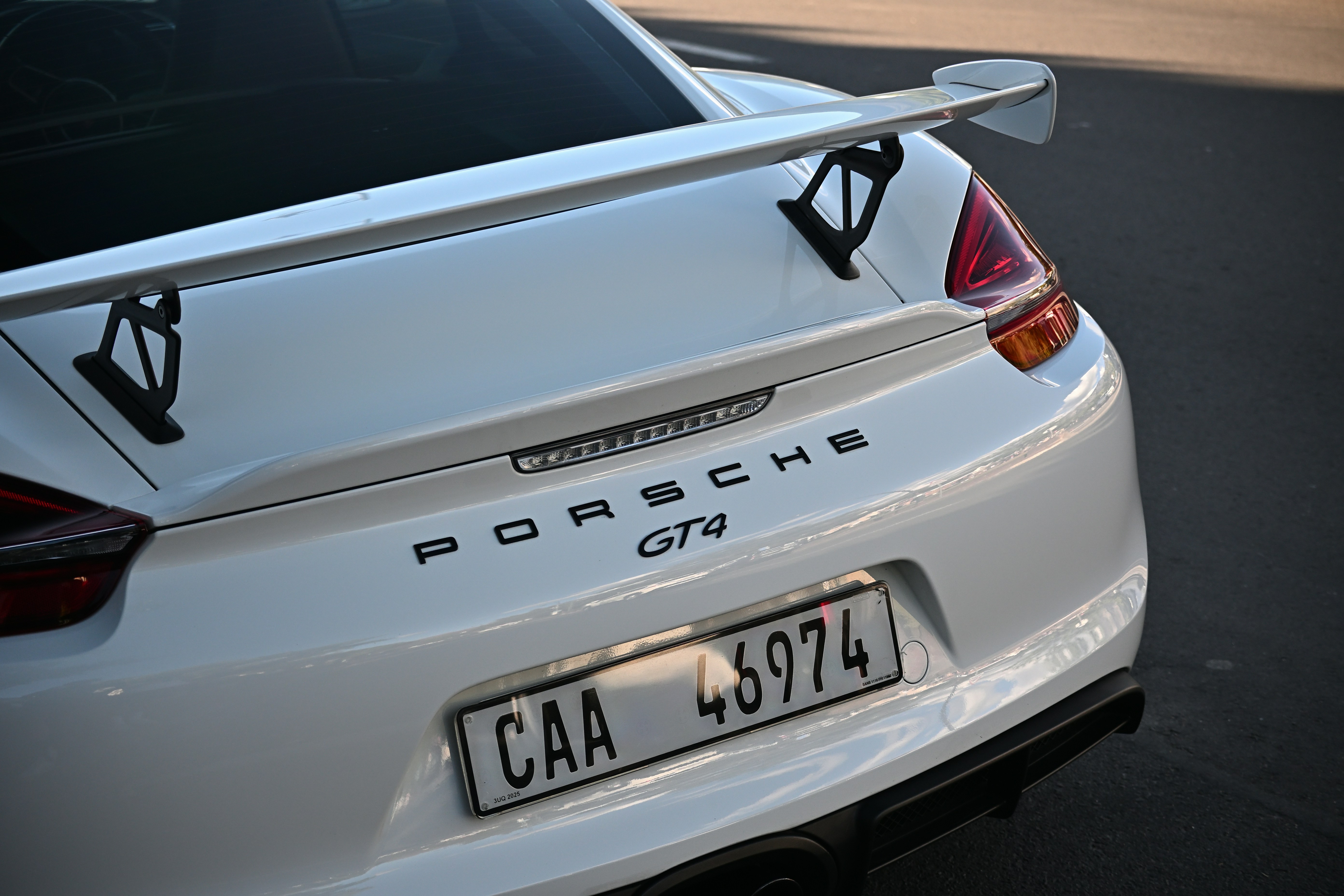 Rear Badge Focus: Porsche GT4 Spoiler and License Plate