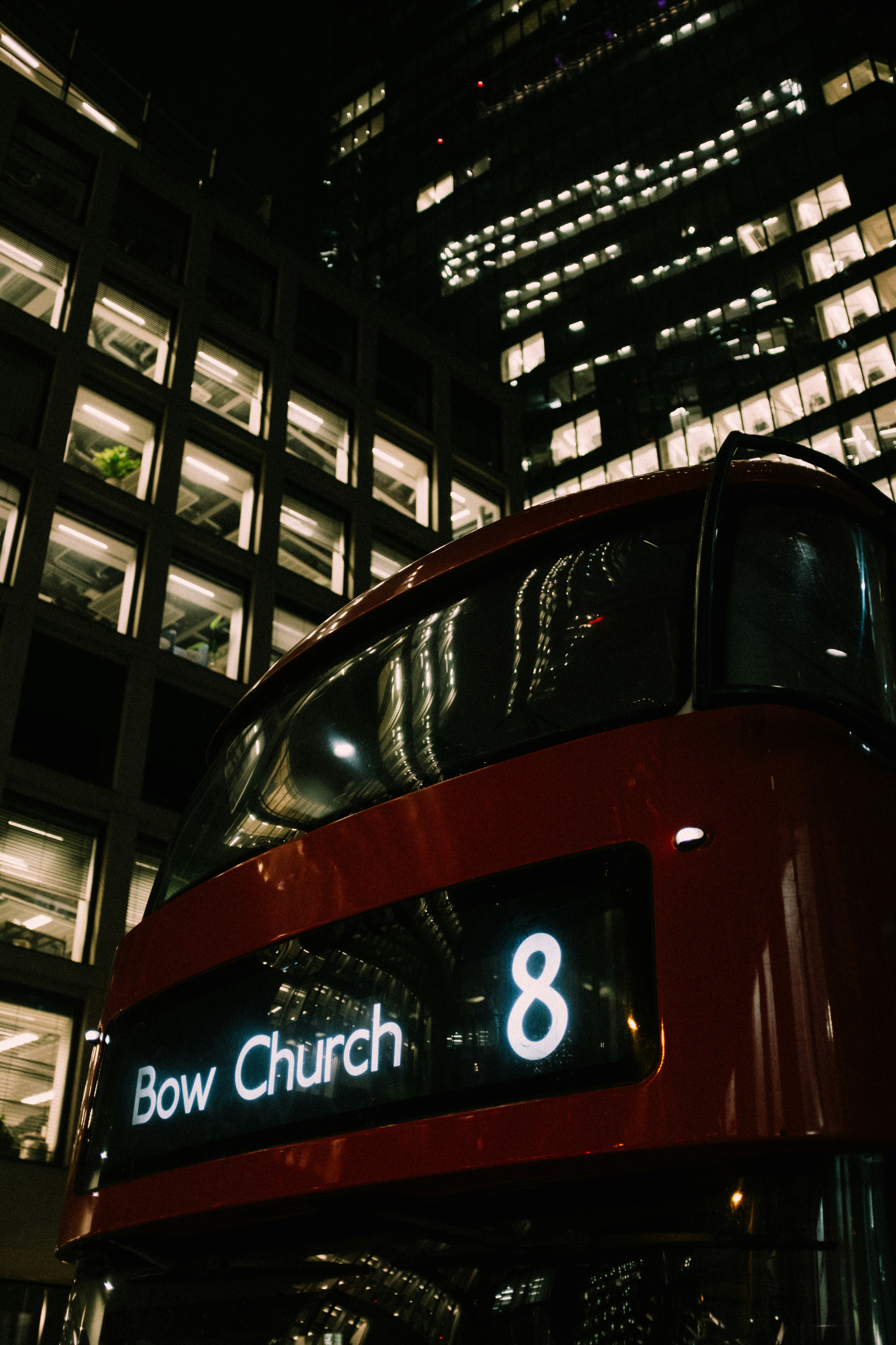 Red Dormer of the City: Night Bus at Bow Church