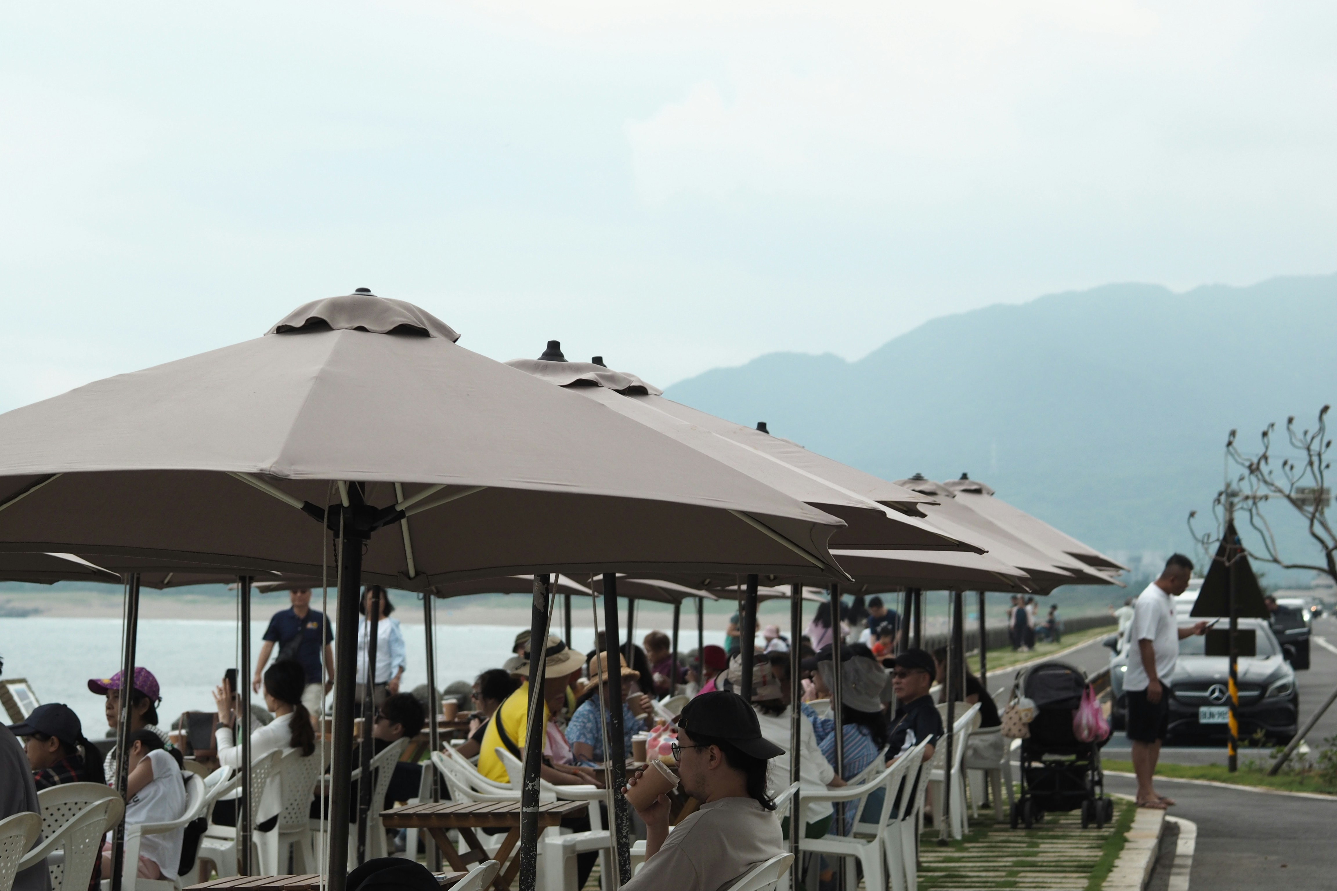 Cafe Terrace at the Lake: Sunlit Outdoor Gathering