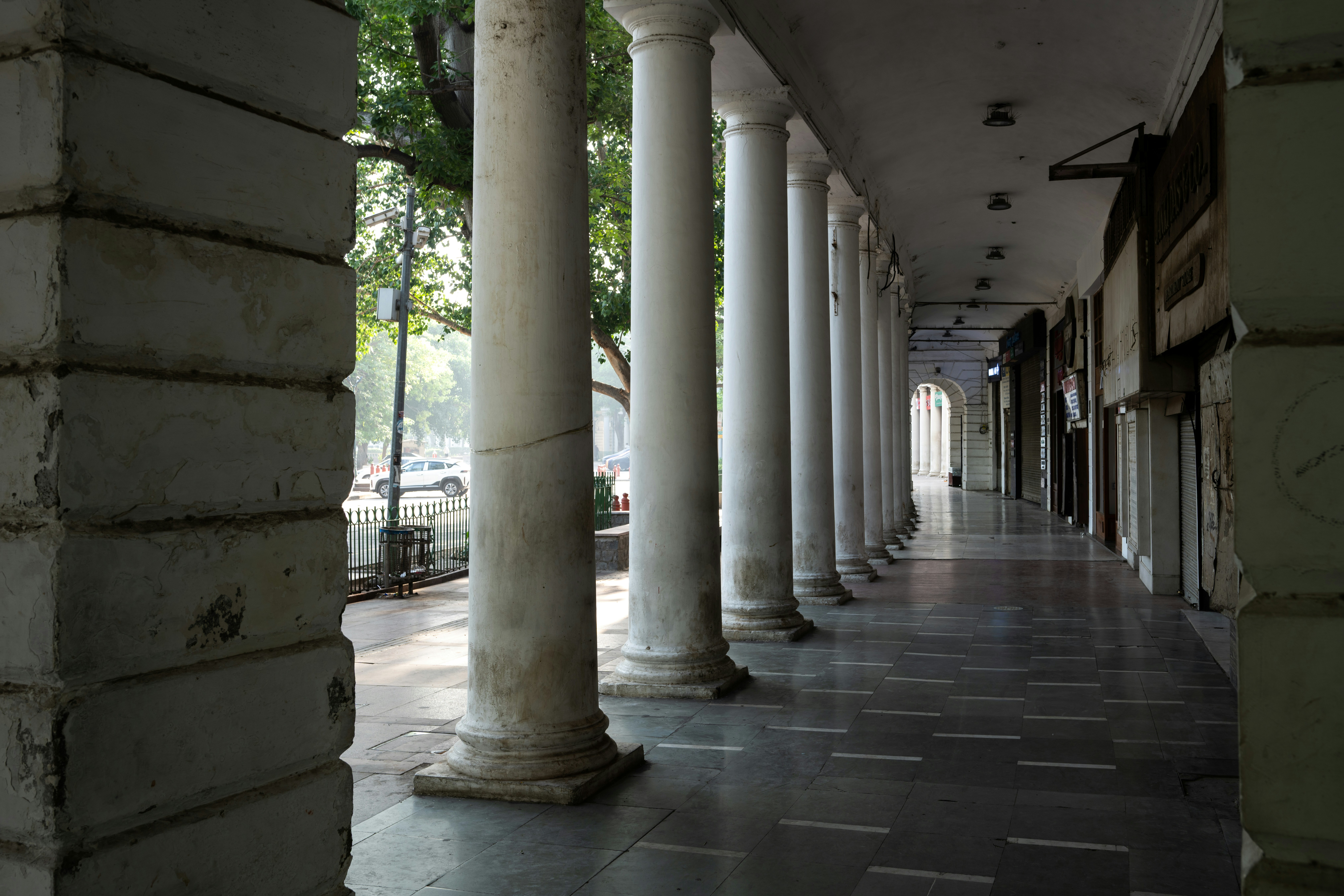 Colonnade Corridor: Evening Light Through the Archway