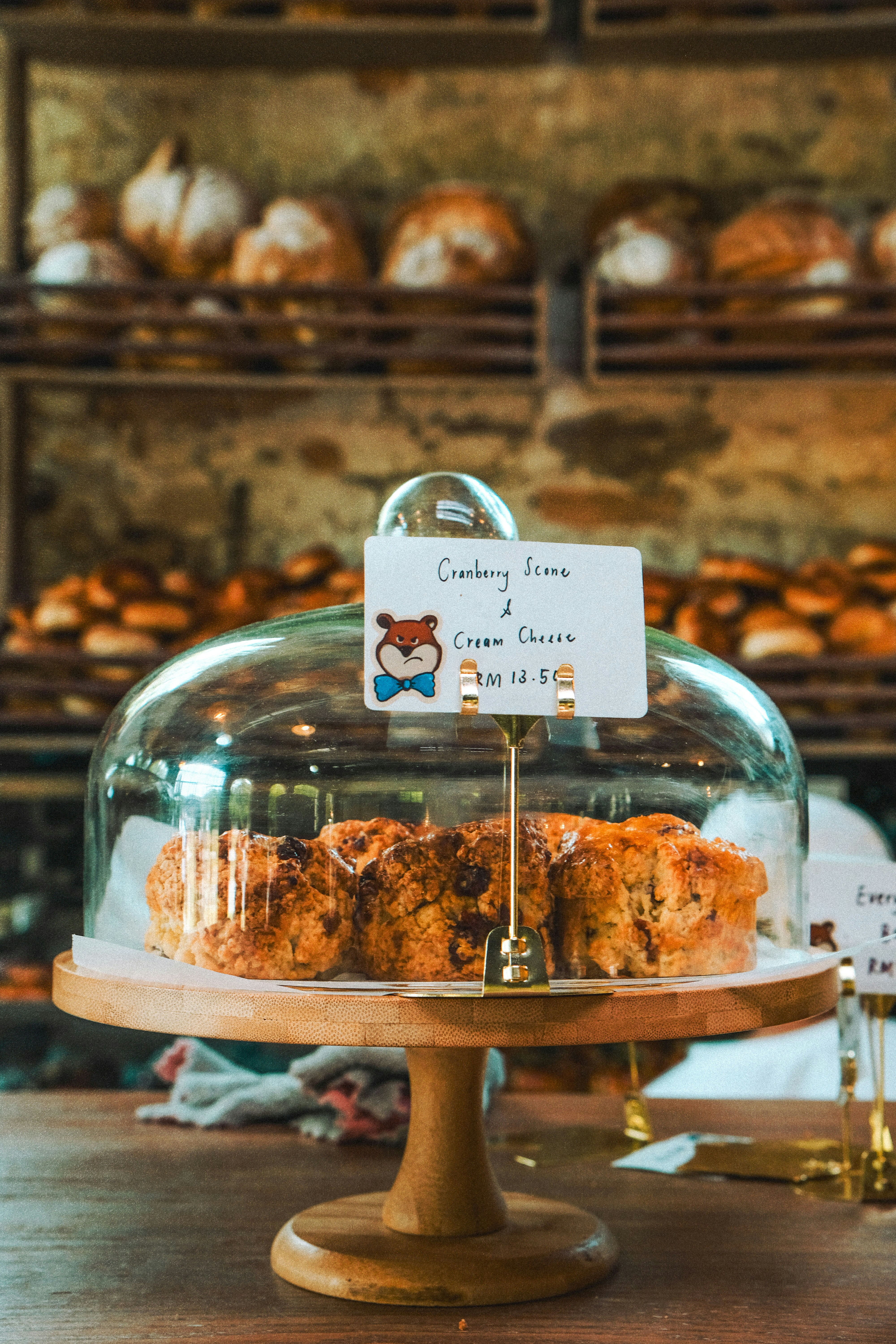 Glass Dome Bakery: Cream Cheese Cake Under a Gentle Spotlight