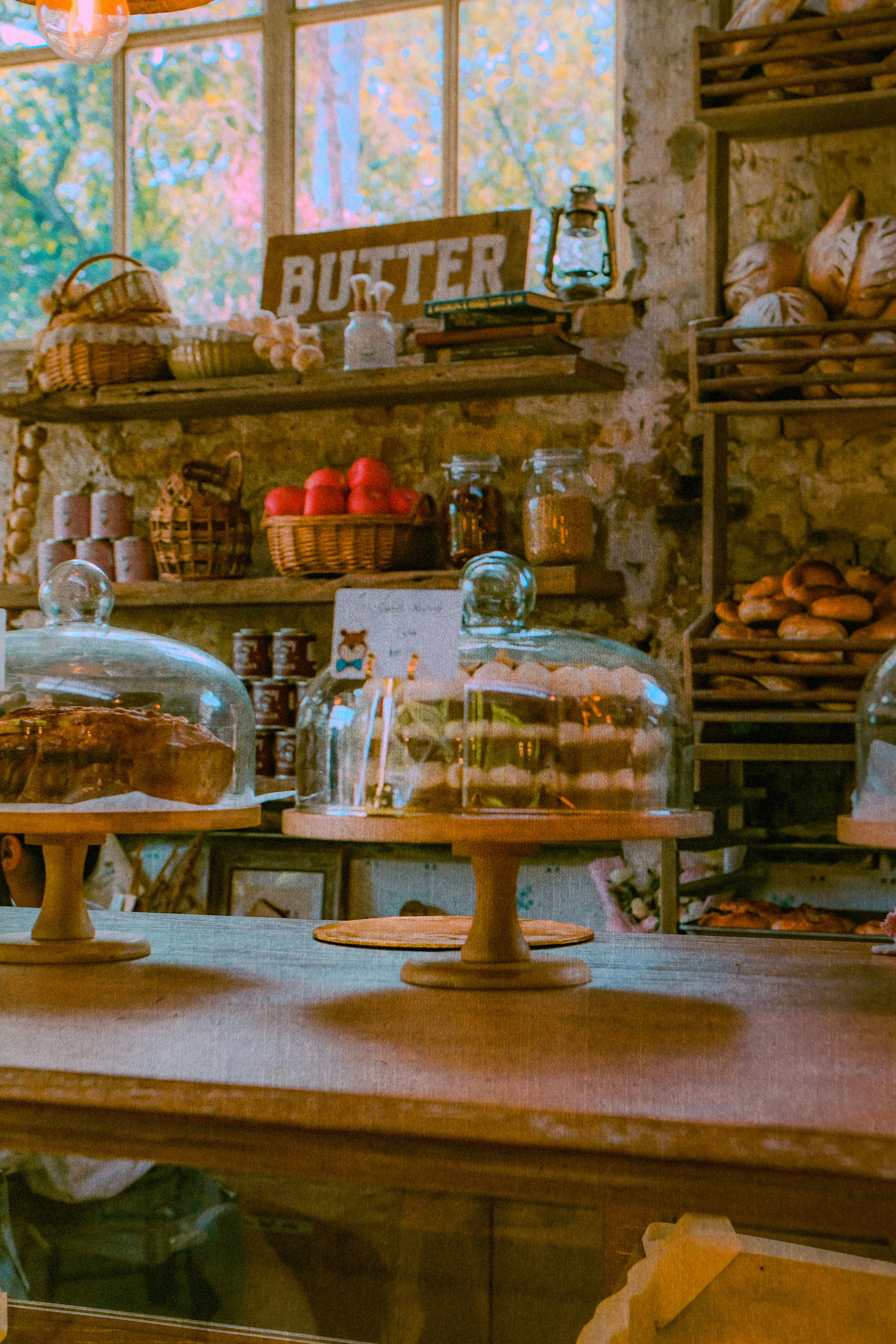 Pastel Bakery Twilight: A Cozy Display of Pastries Under Glass