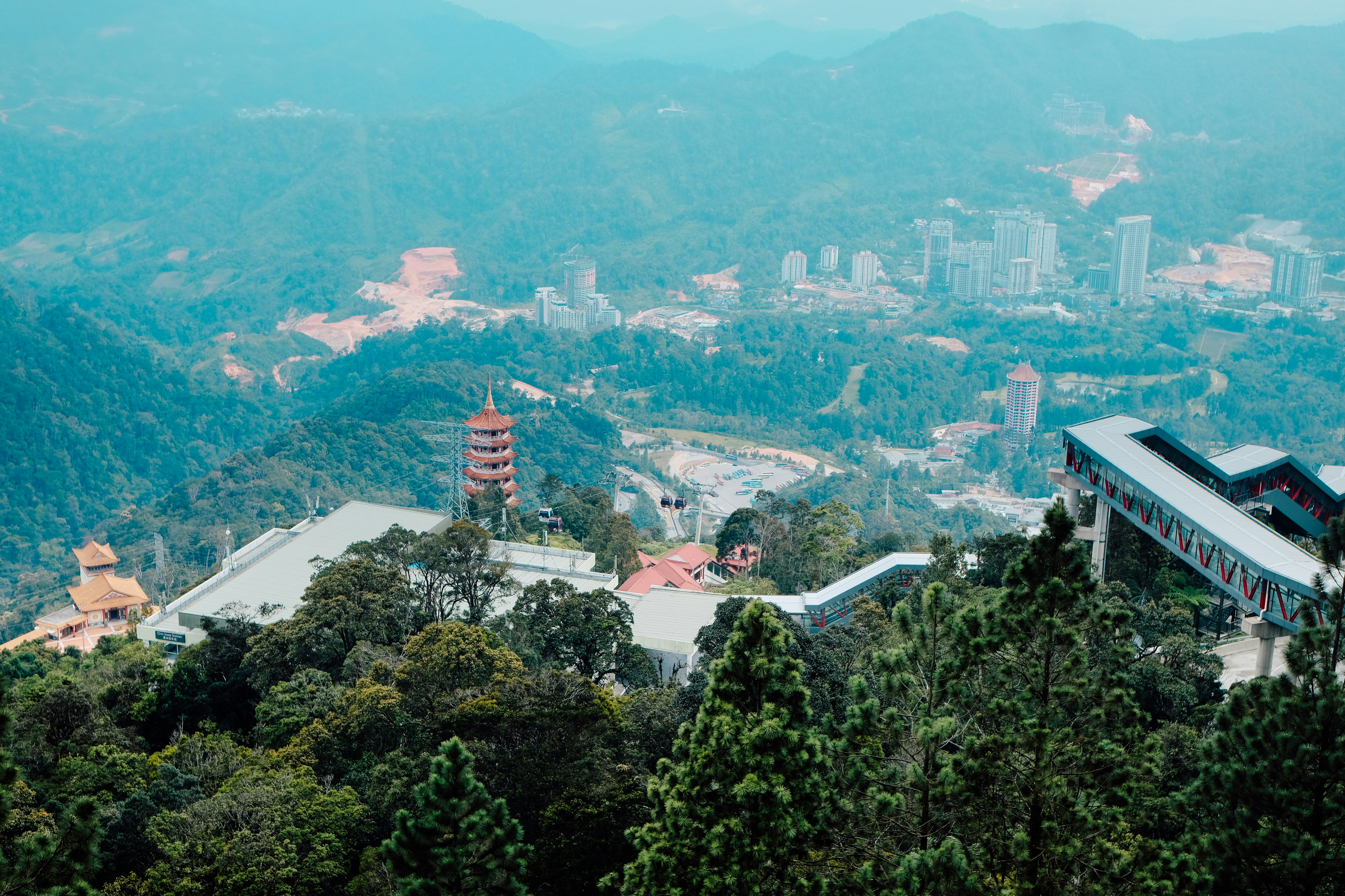 Mountain Campus Amid Pines: A Quiet Crest of Buildings with a Staircase to the Sky