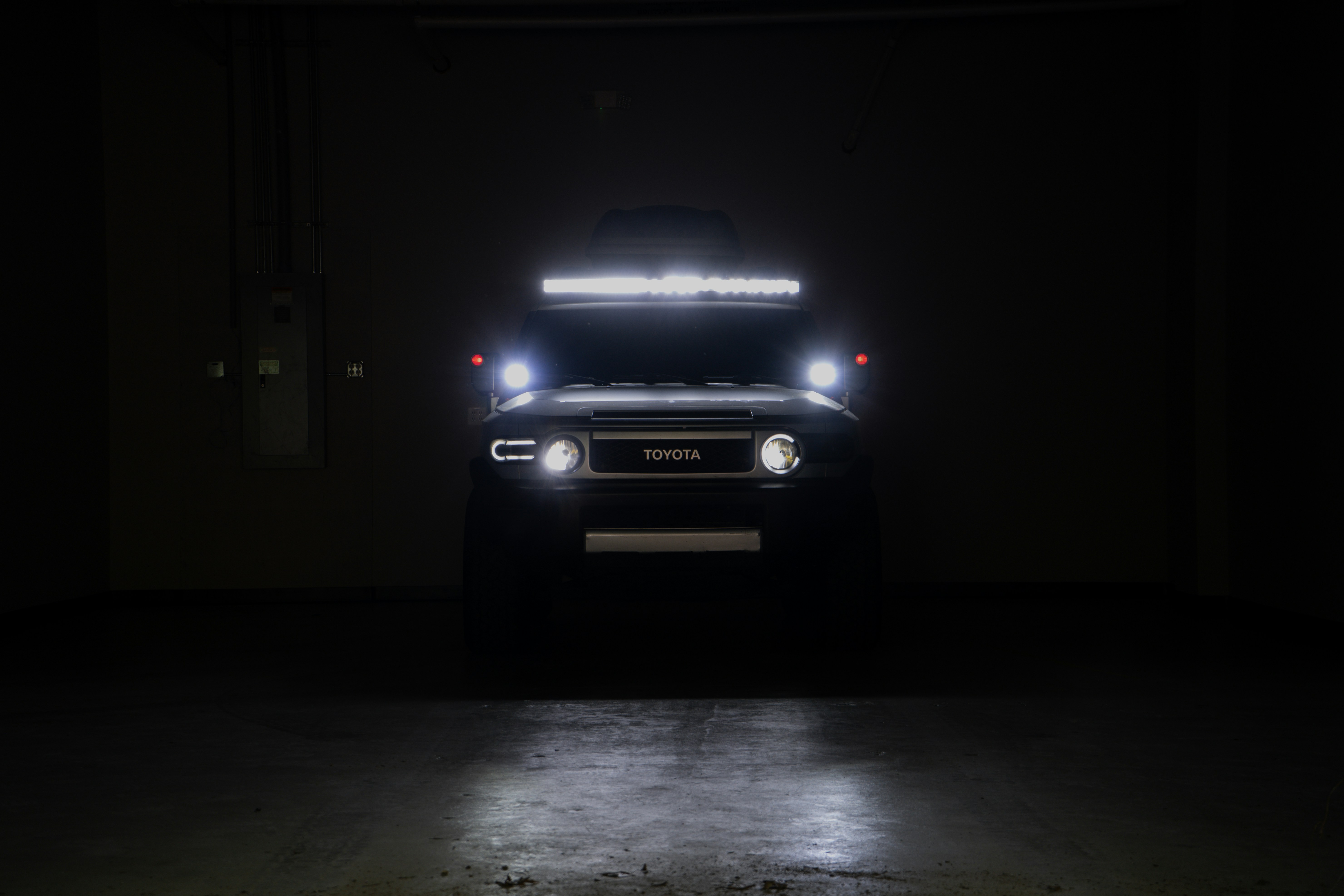 Midnight Toyota: A Head-on Stare Through the Dark