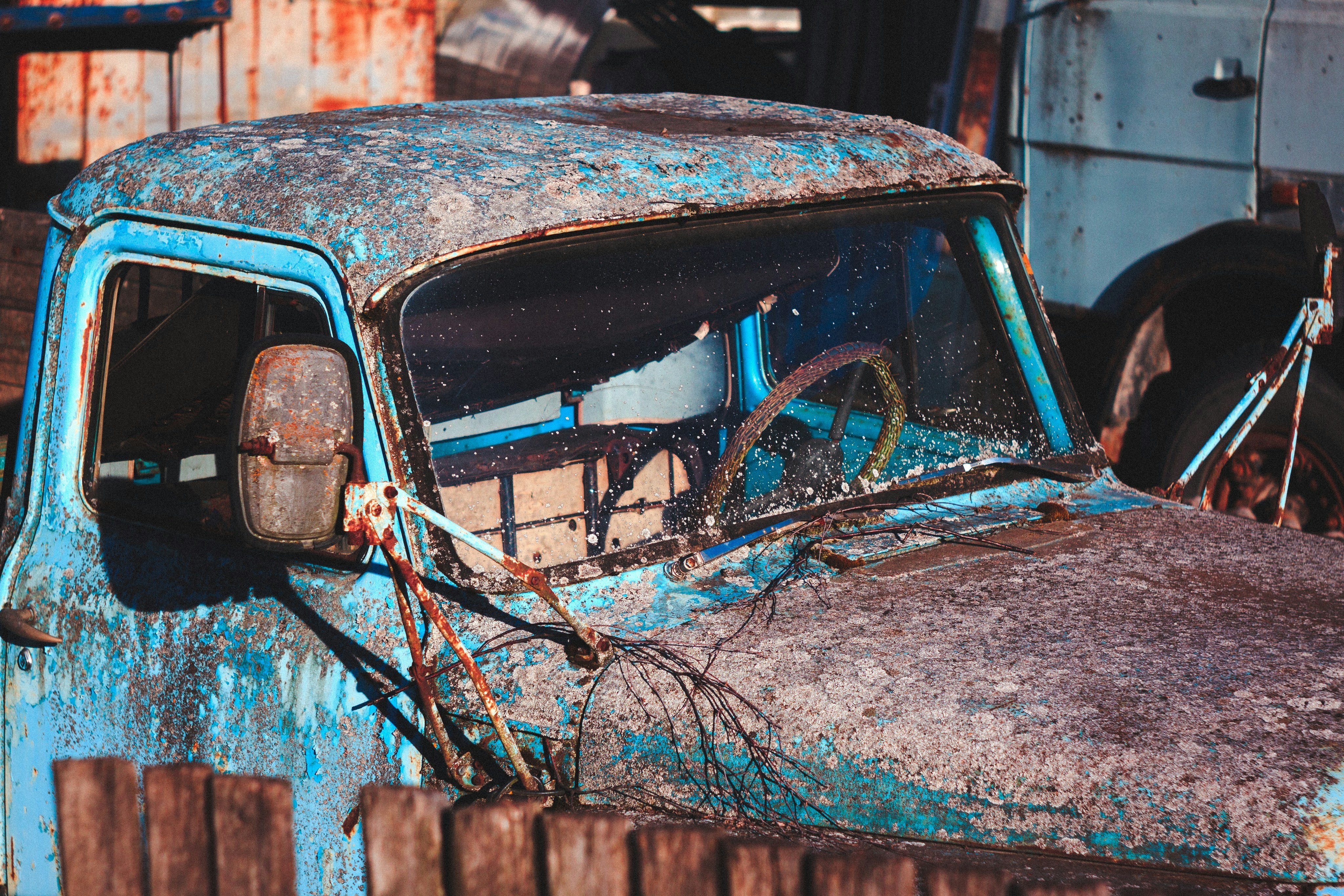 Rusting Blue Beast: An Old Truck Locked in Time