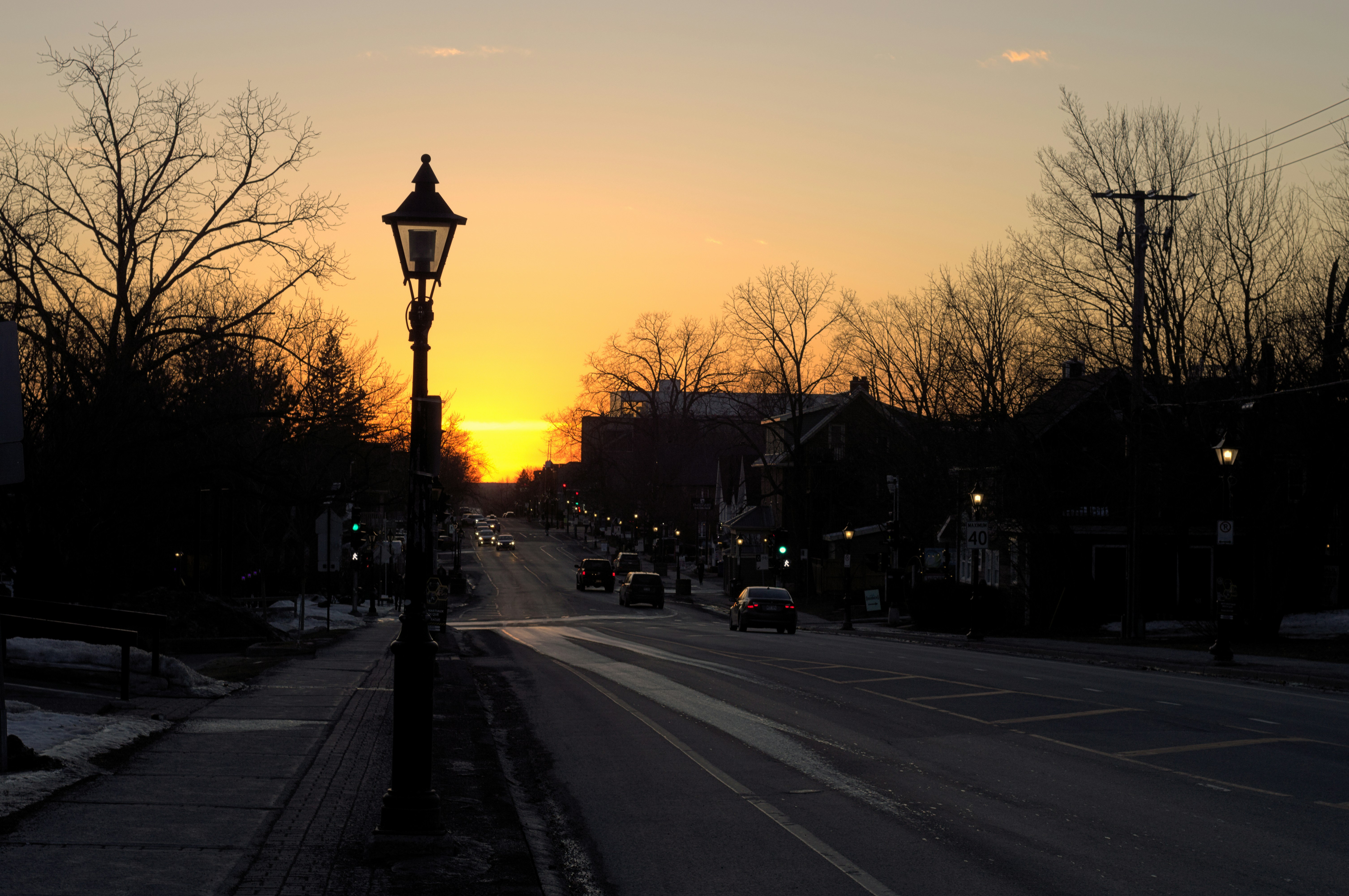 Sunset Across a Quiet City Street