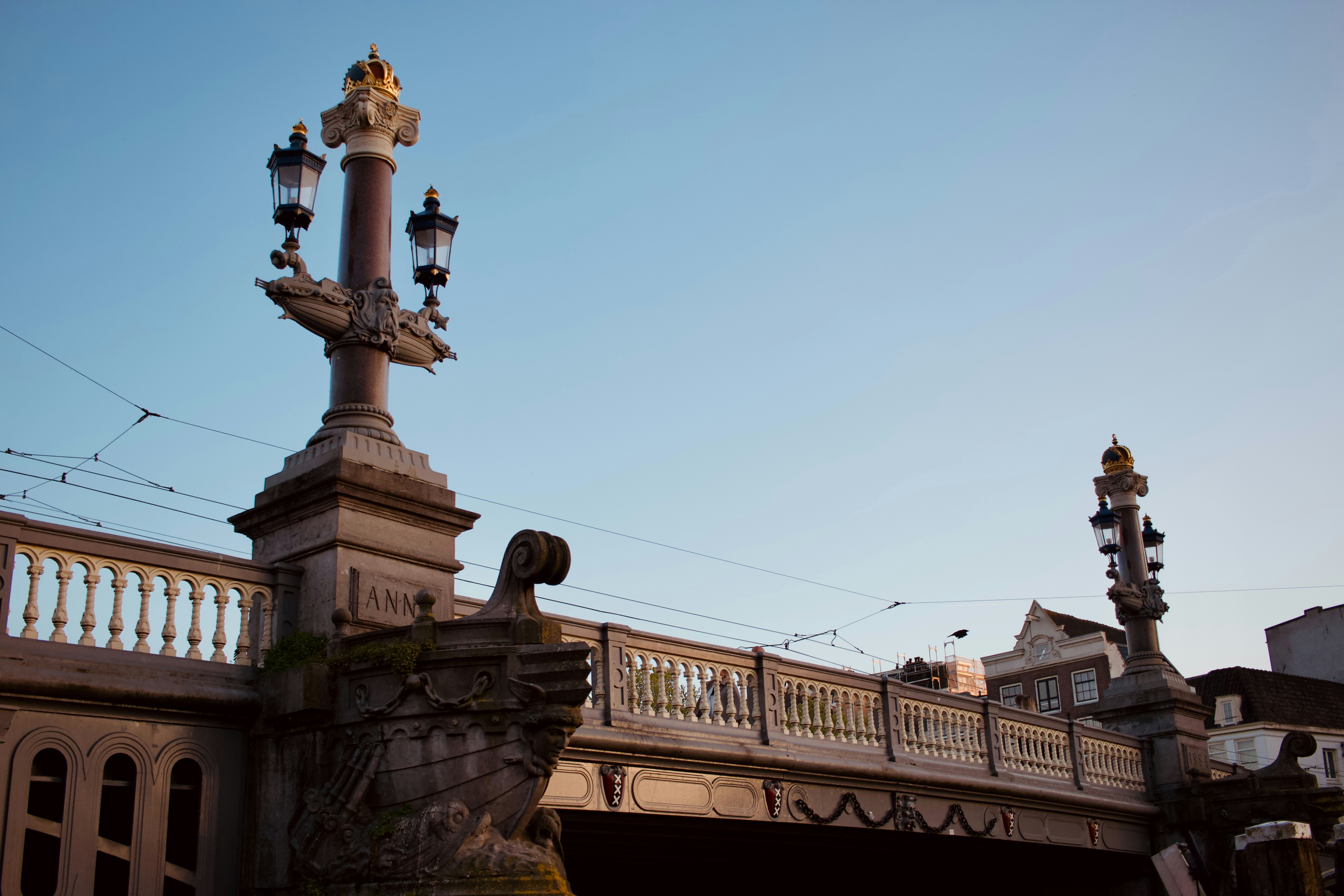 Bridge Lanterns Against a Clear Sky