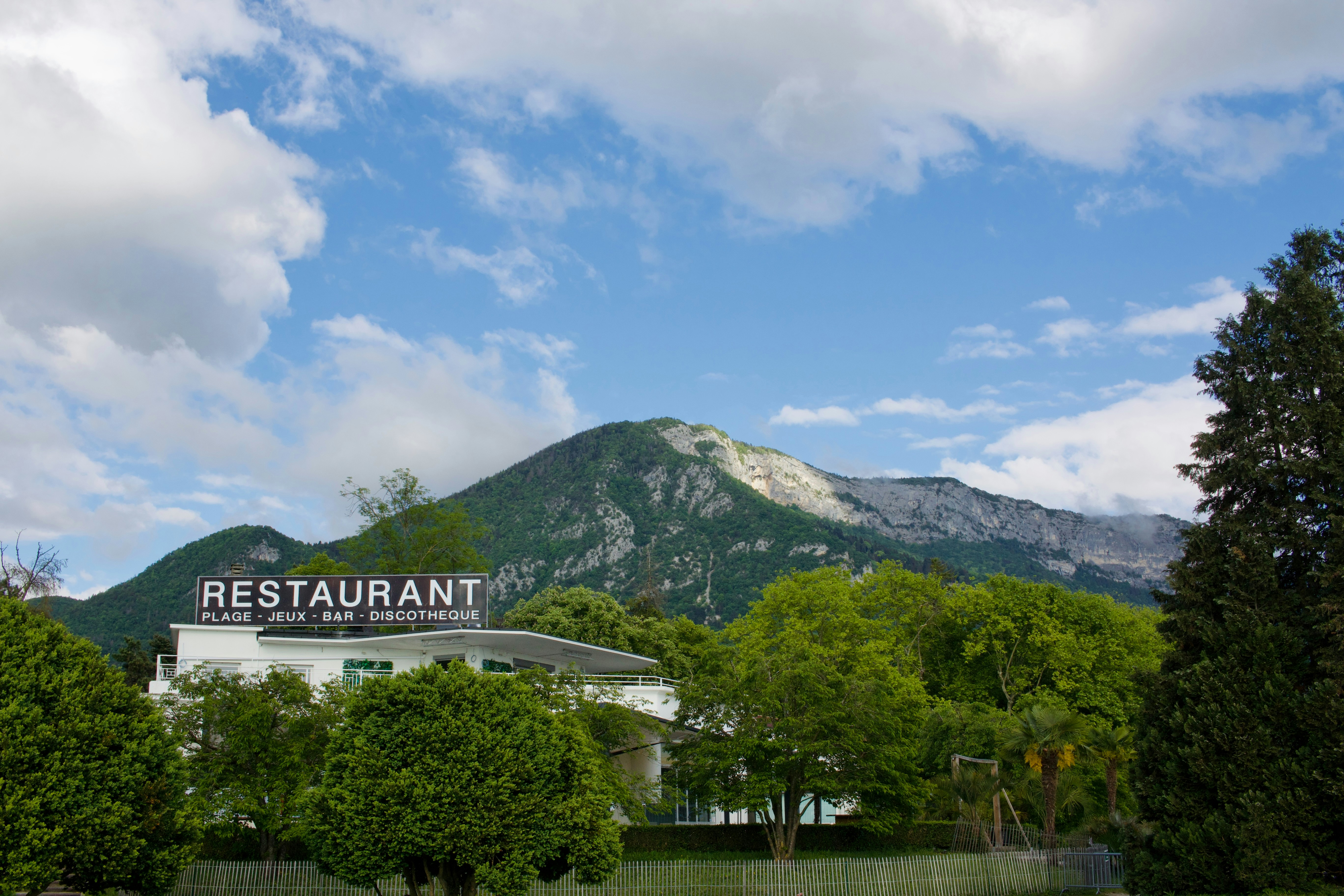 Mountain Crest Bistro Under a Blue Sky