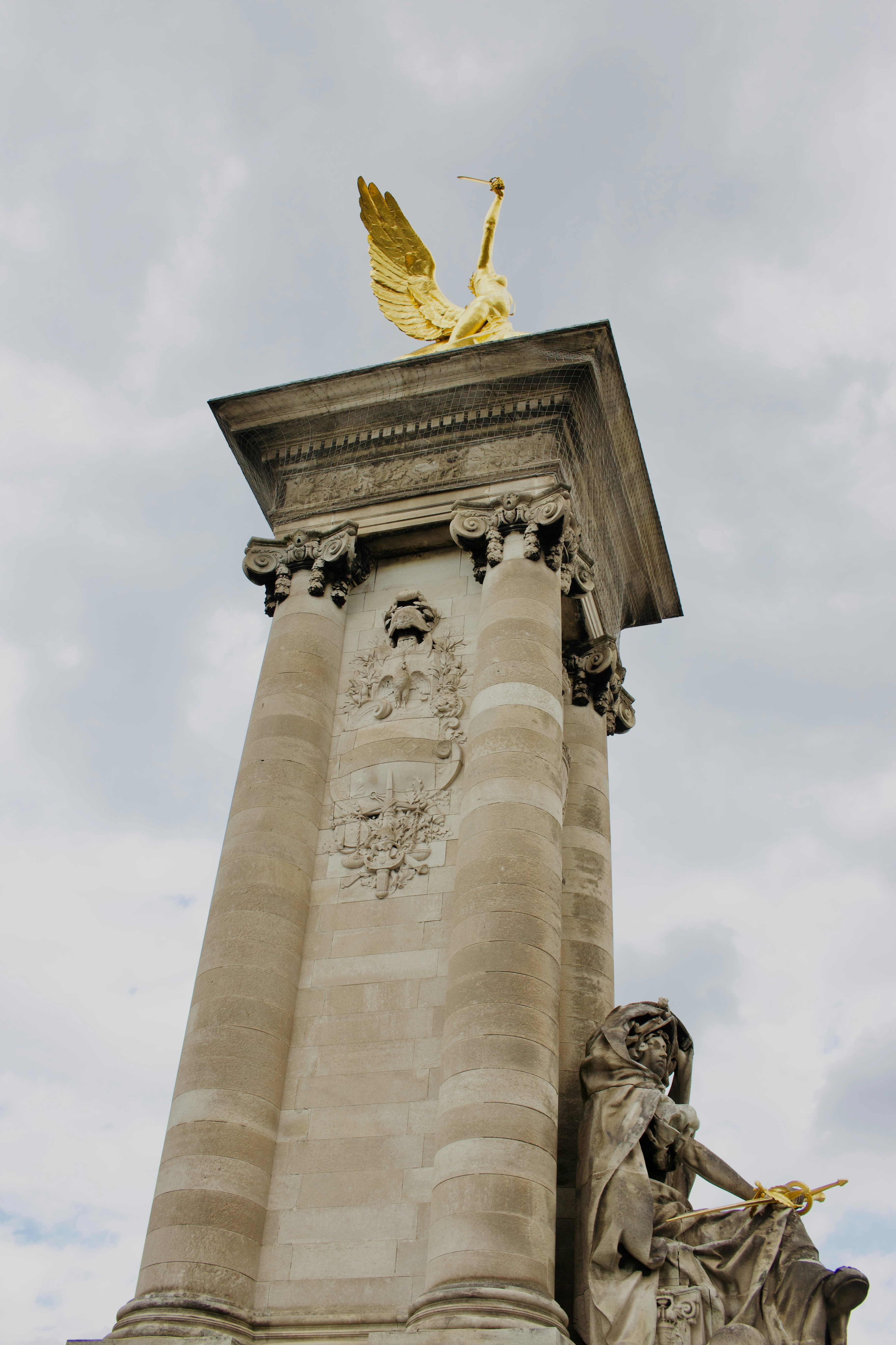 Golden Heron over Stone Pillars: A Monumental Peak