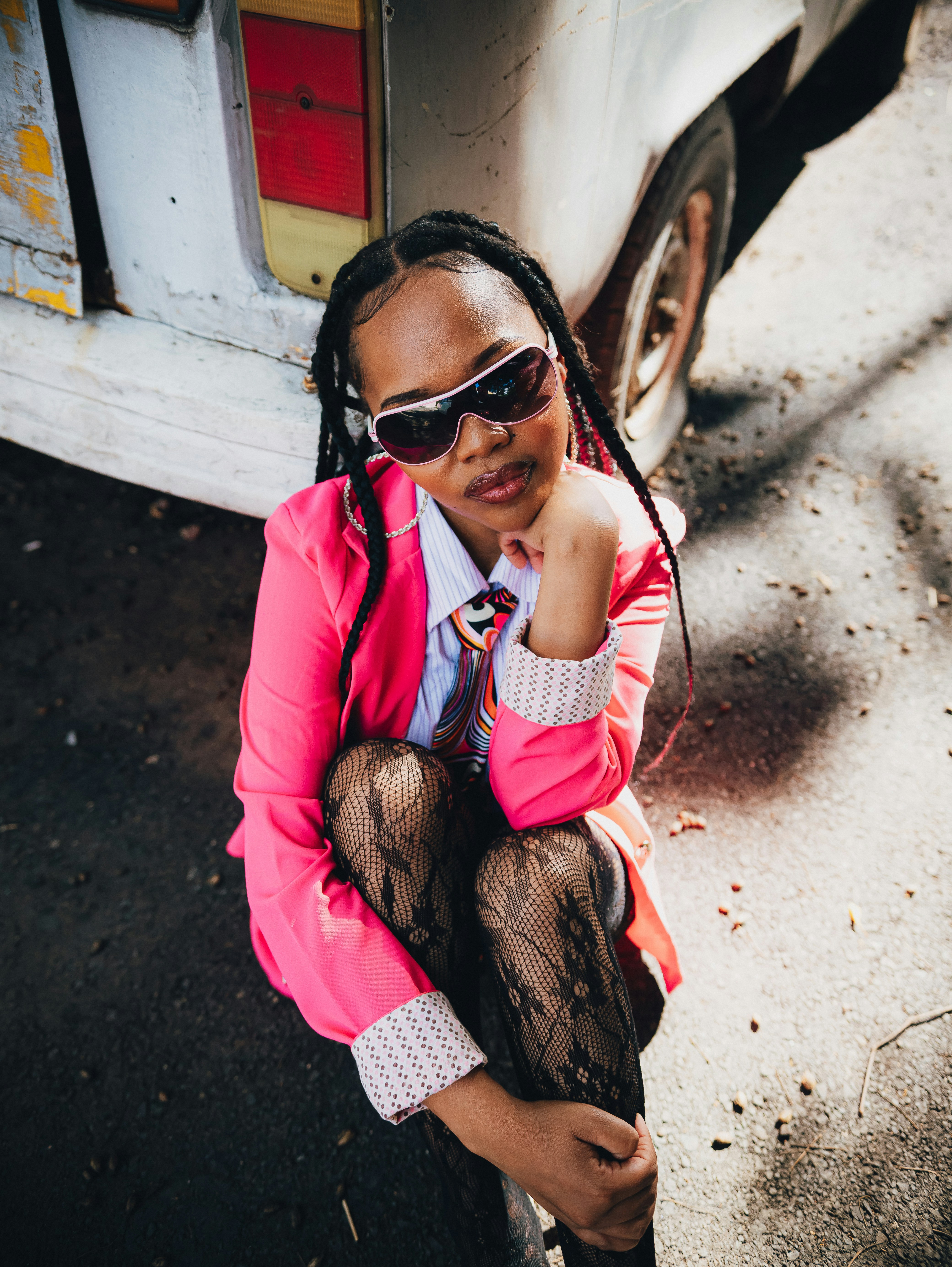 Bold Confidence on Asphalt: A Youthful Style Moment