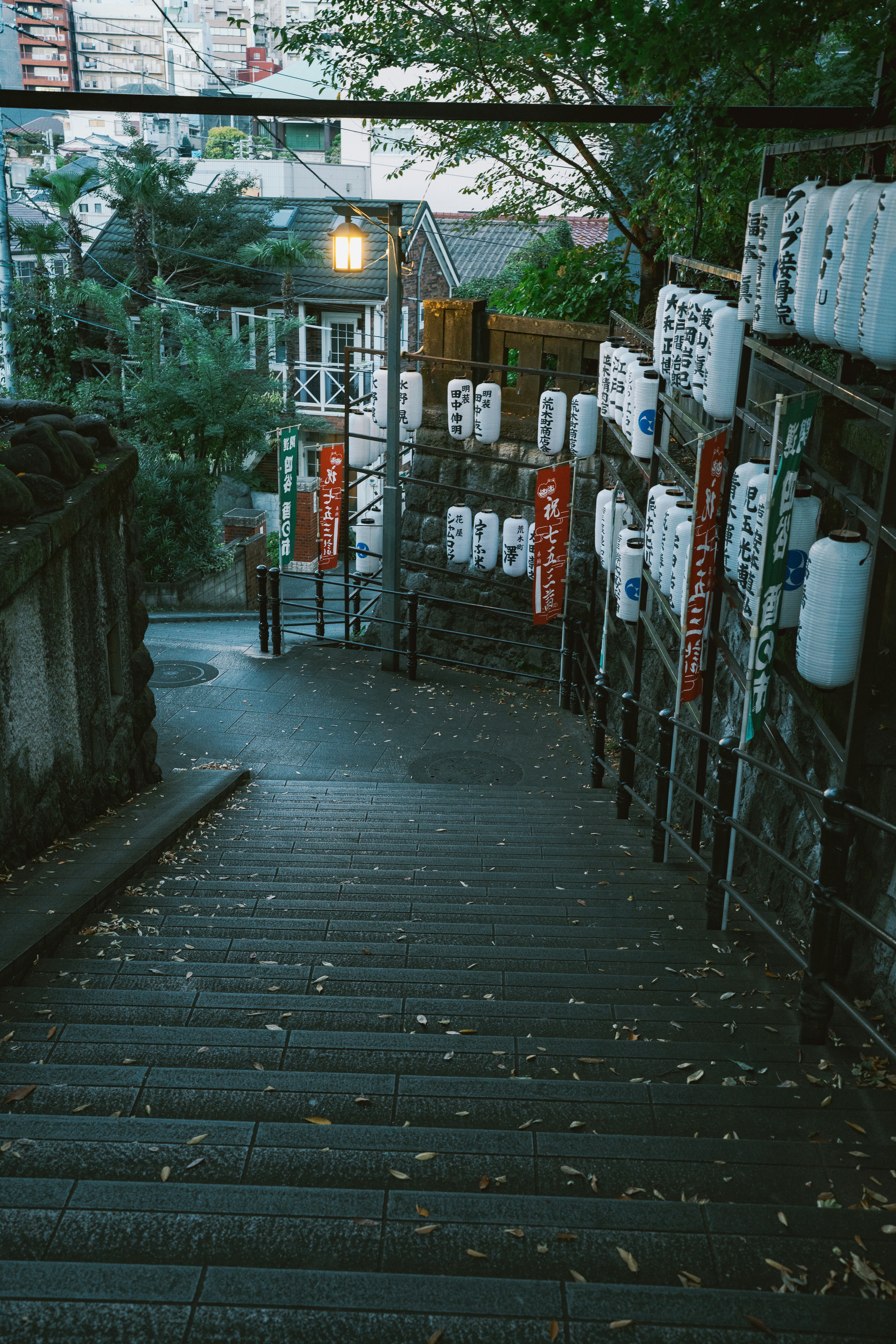 Lantern-lit Stairway Through a Quiet Japanese Street