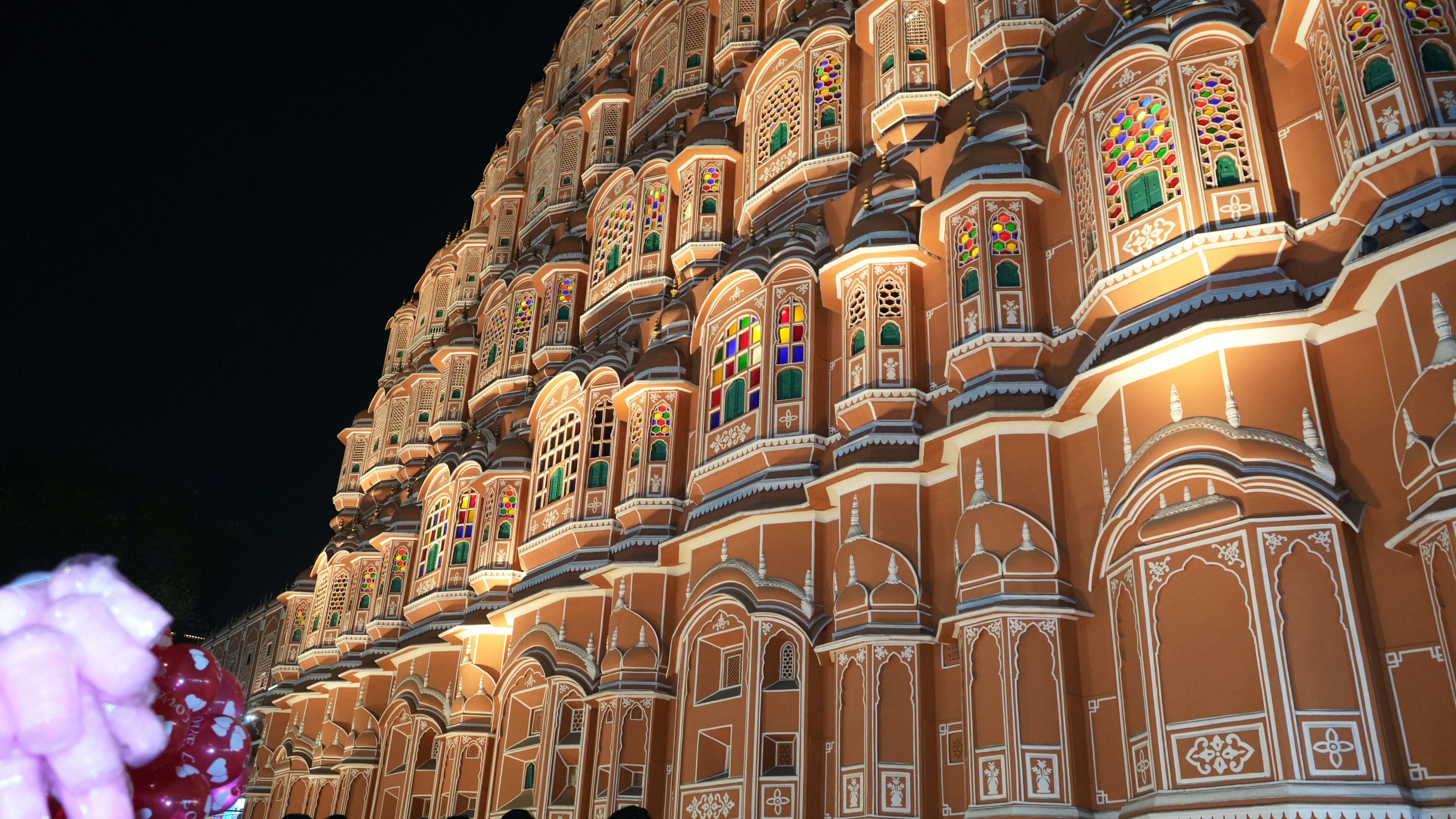 Ornate Facade of a Monumental Structure Illuminated at Night