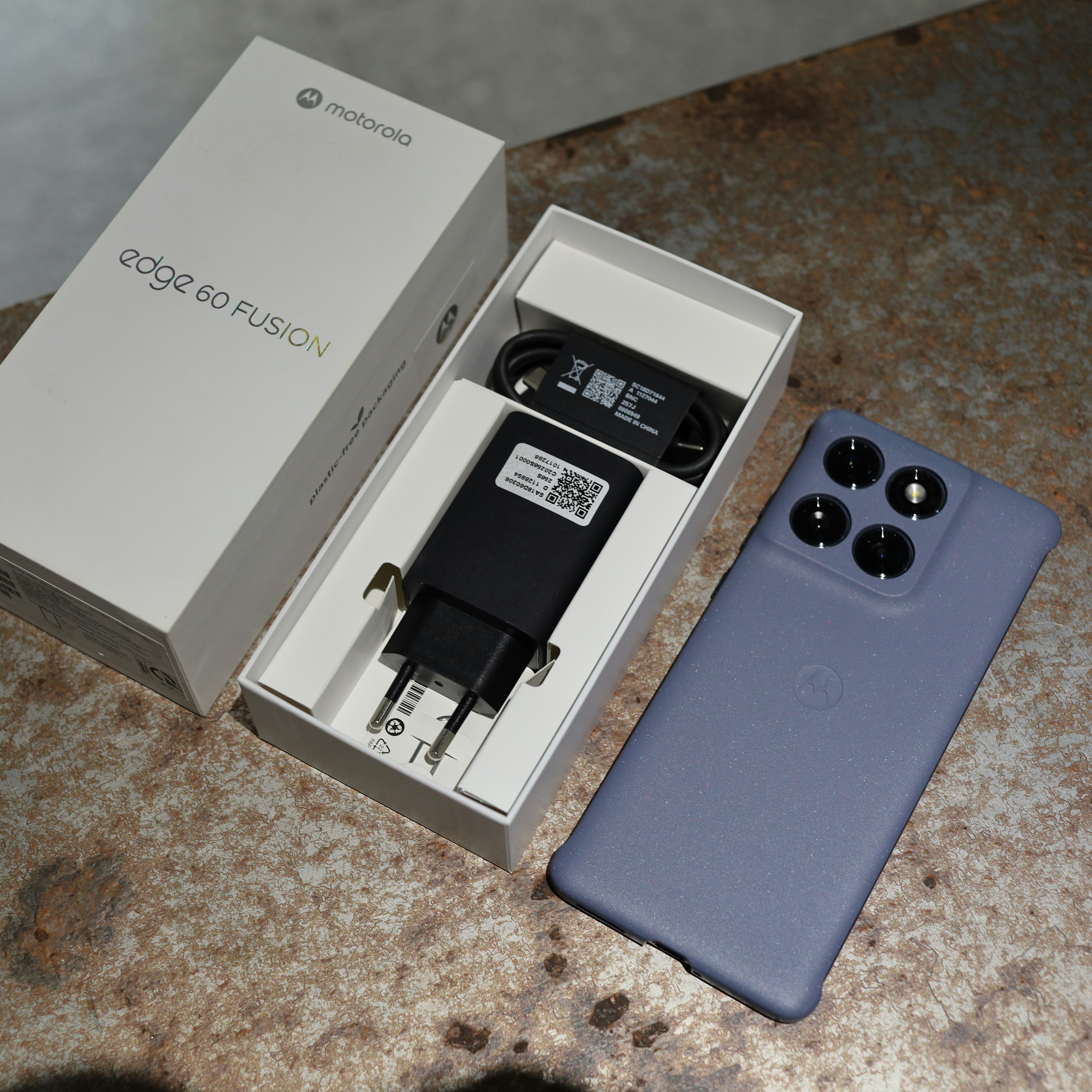 Edge of Fusion: A Moto Smartphone Box and Lavender Backdrop