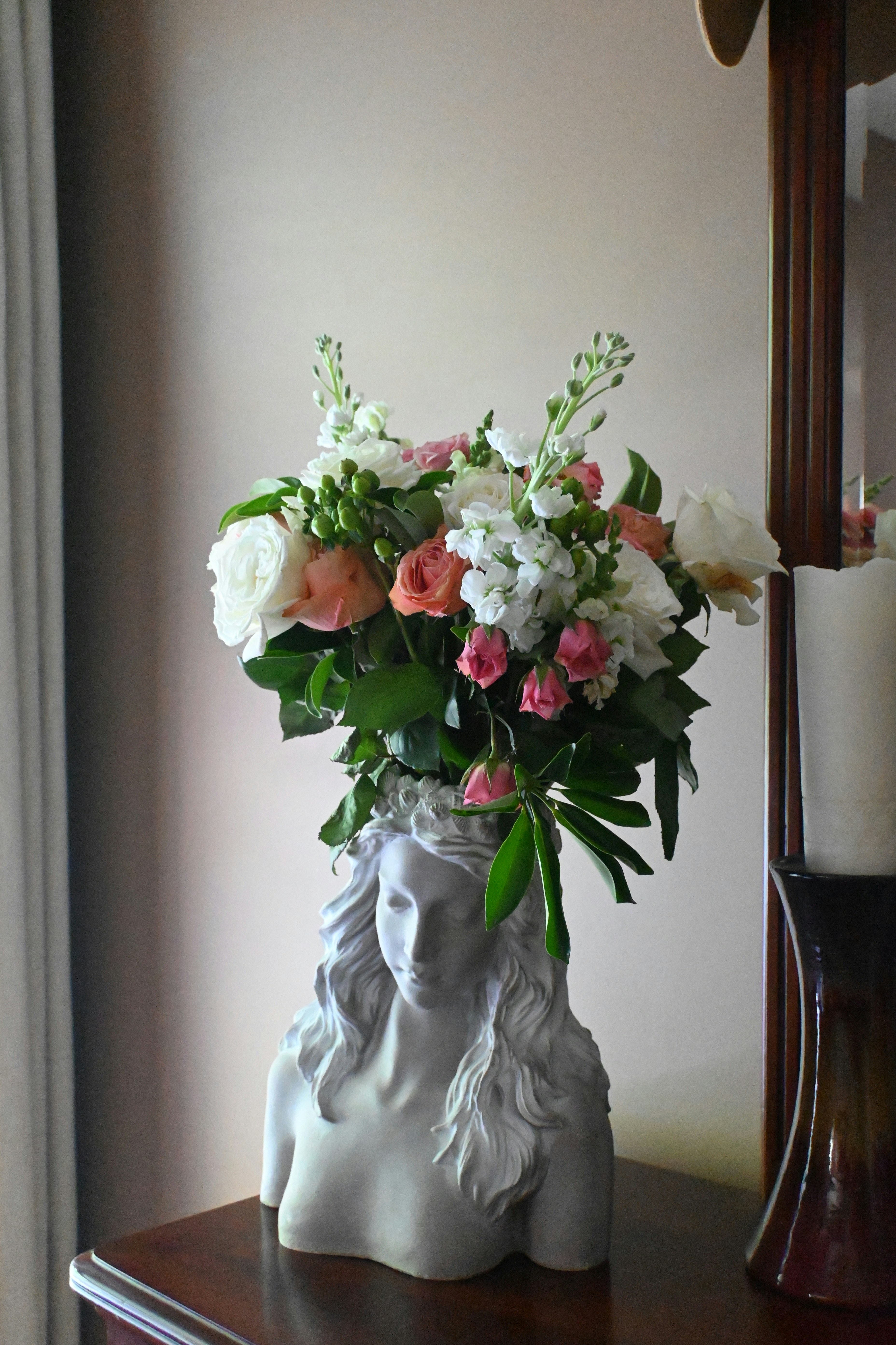 Bud Bouquet Arising from a Classical Bust