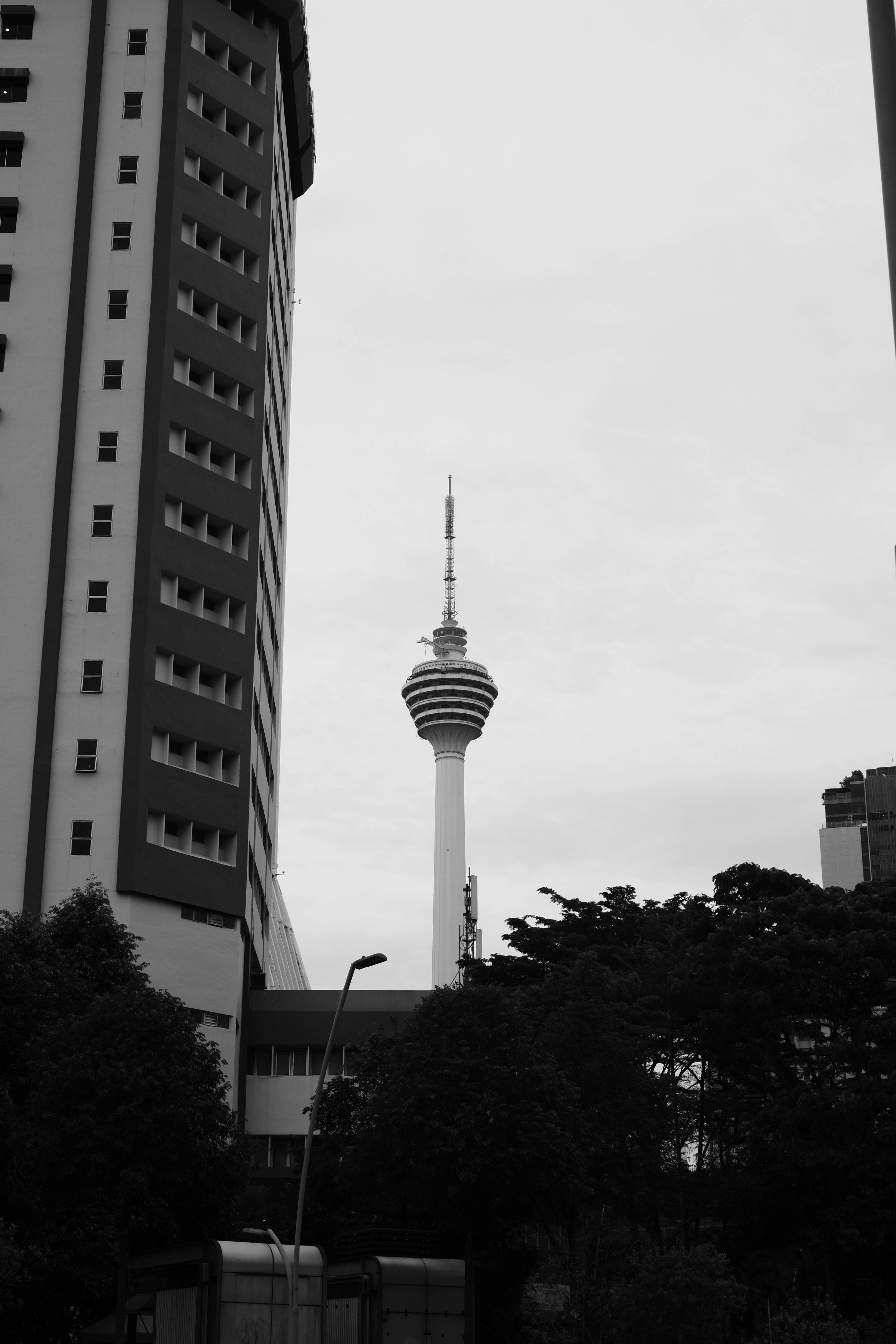 Towering Jot: A City Skyline Framed by Concrete Slopes