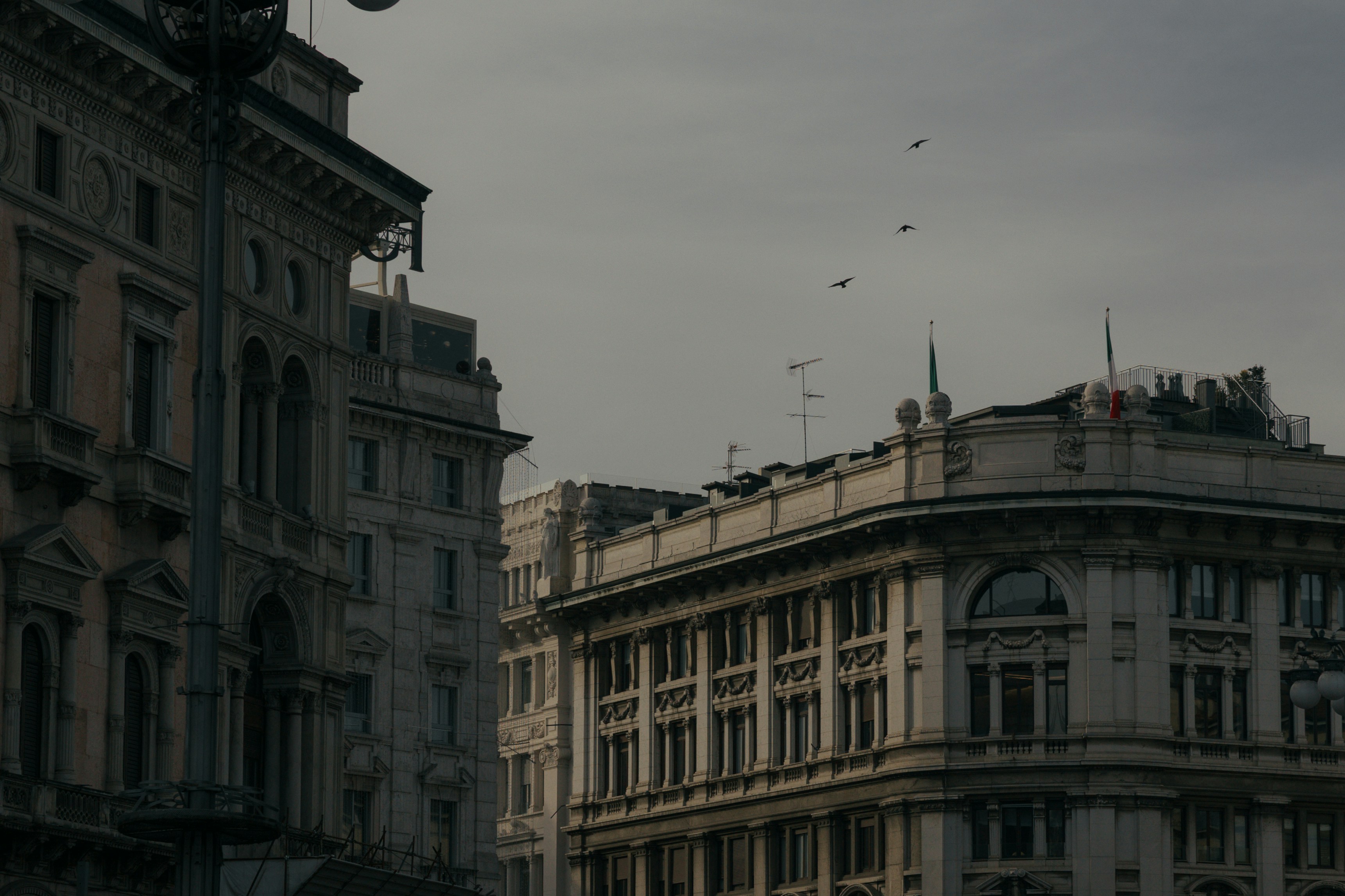 Urban Facades under a Pale Sky