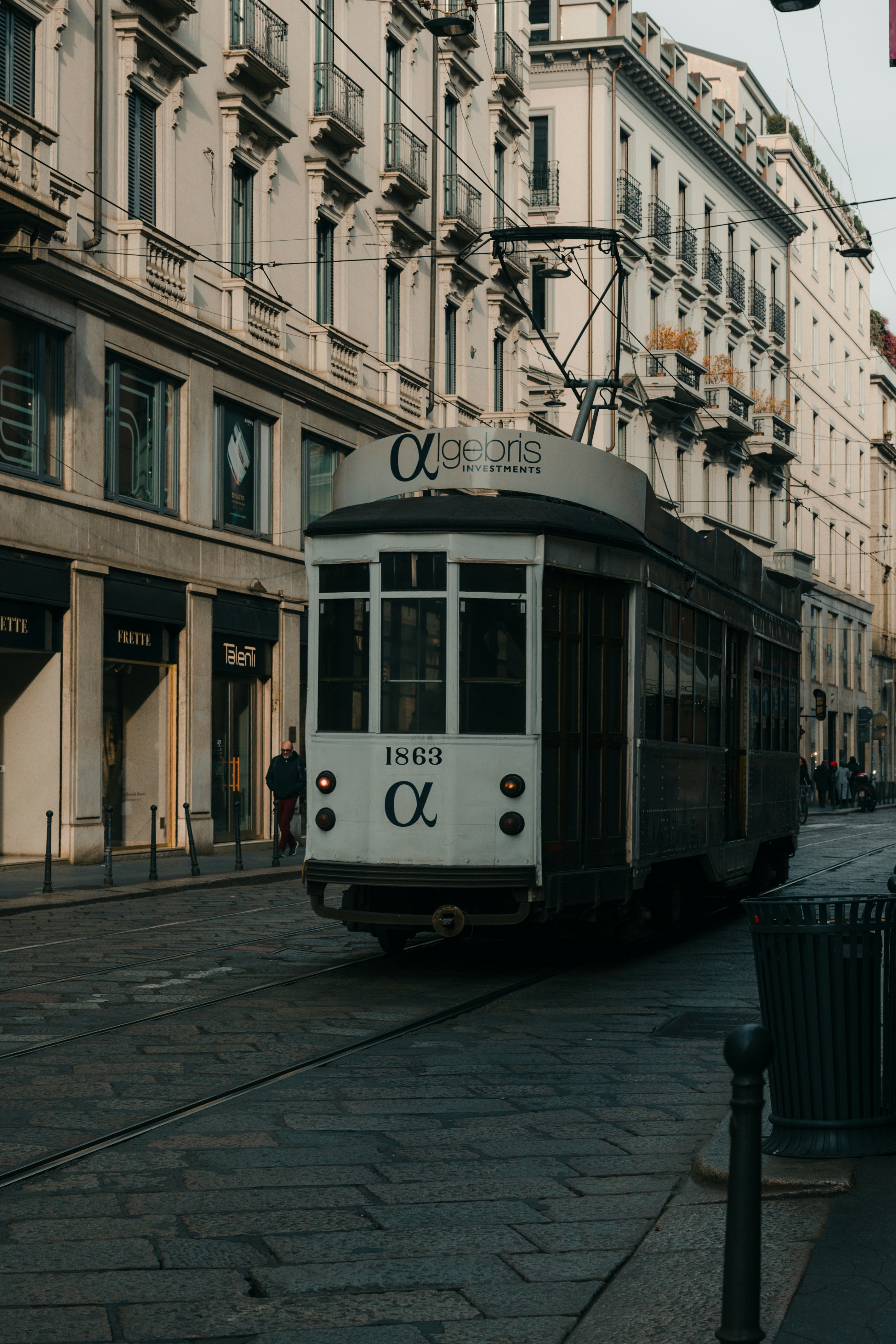 Tram in a Quiet Milanese Street at Dusk