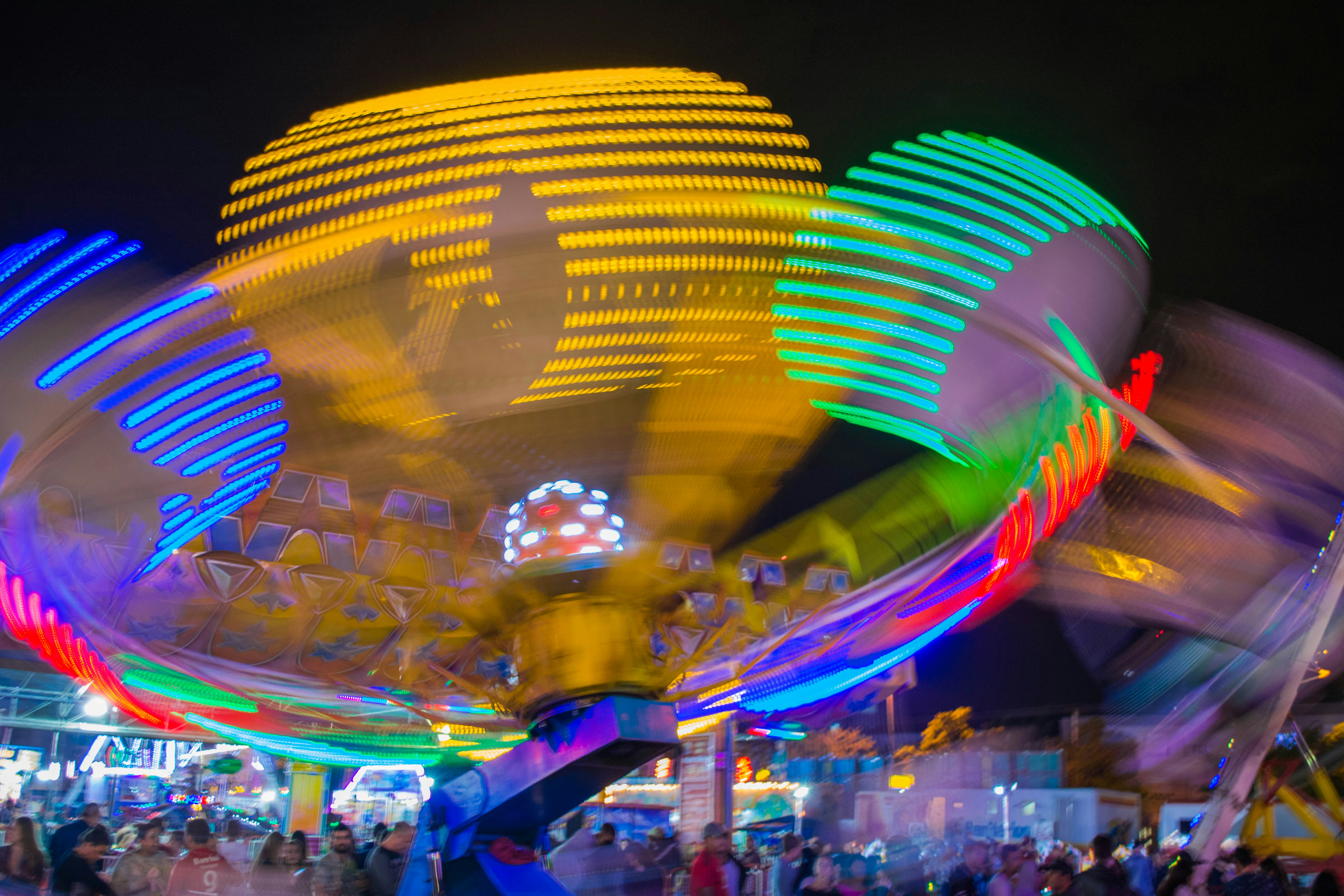 Night Fairground Carousel Streaks of Color