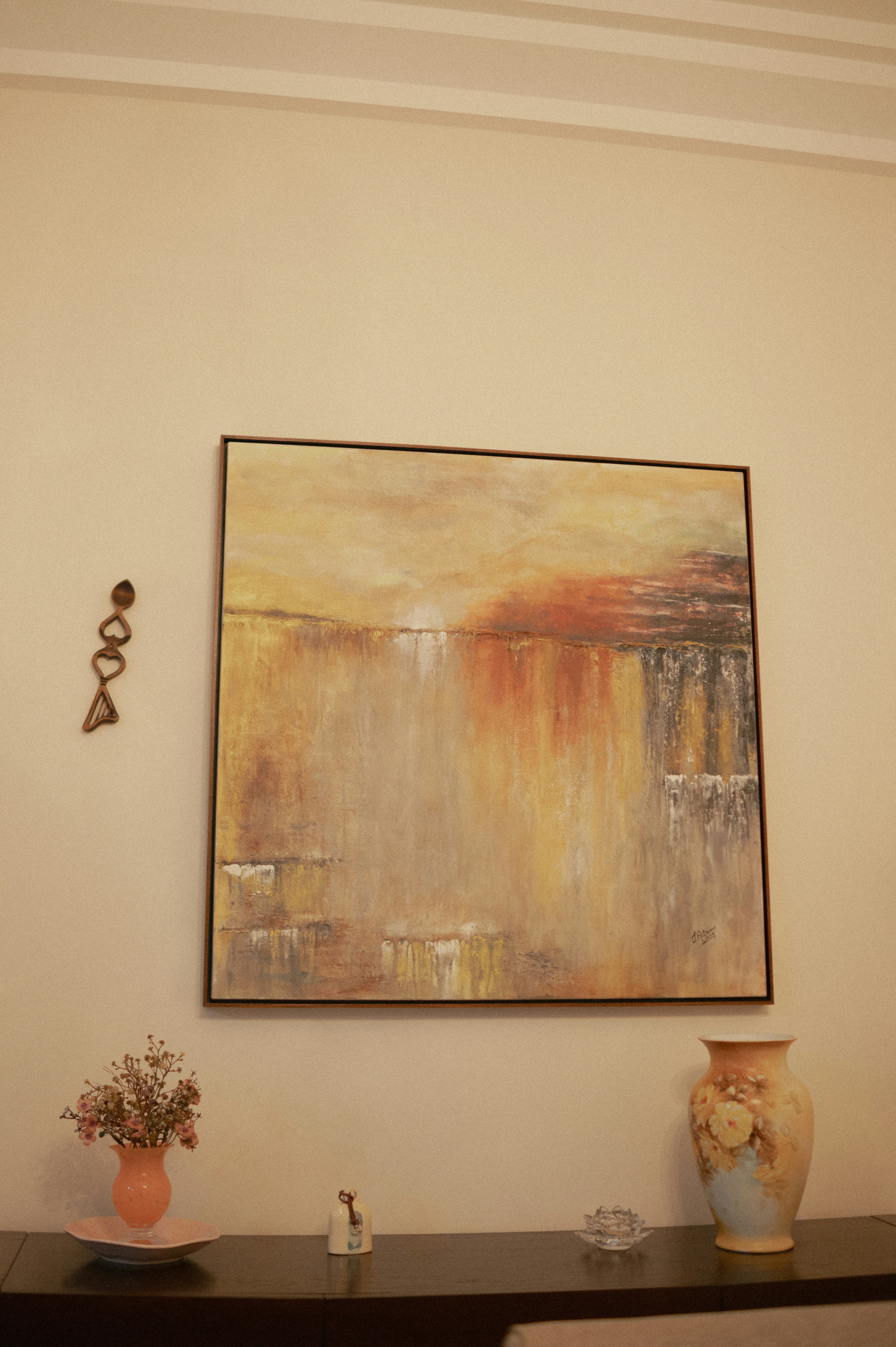 Harmonious Stillness: Framed Abstract and Ceramic Grace