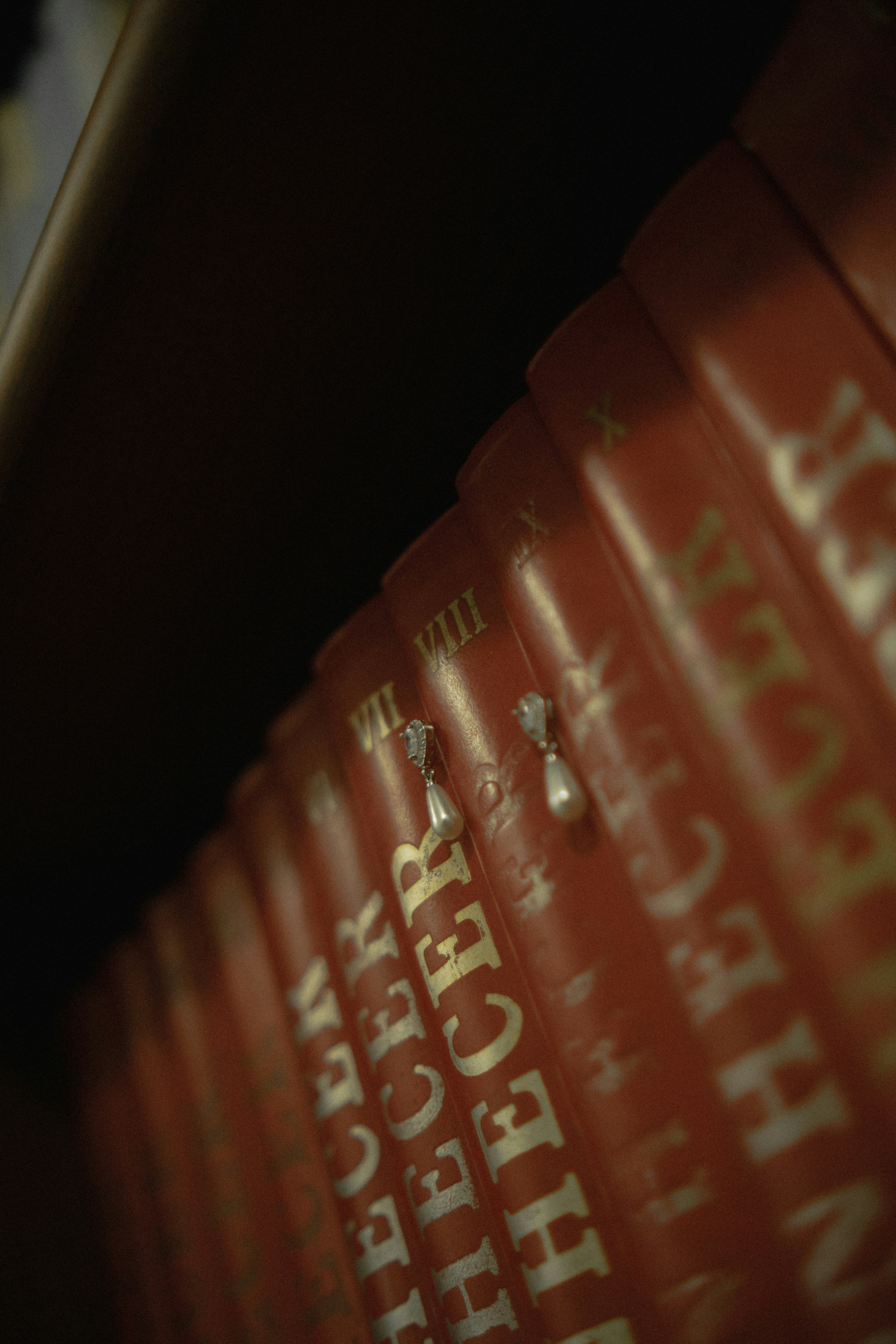 Red Leather Volumes: A Quiet Shelf of Timeworn Books