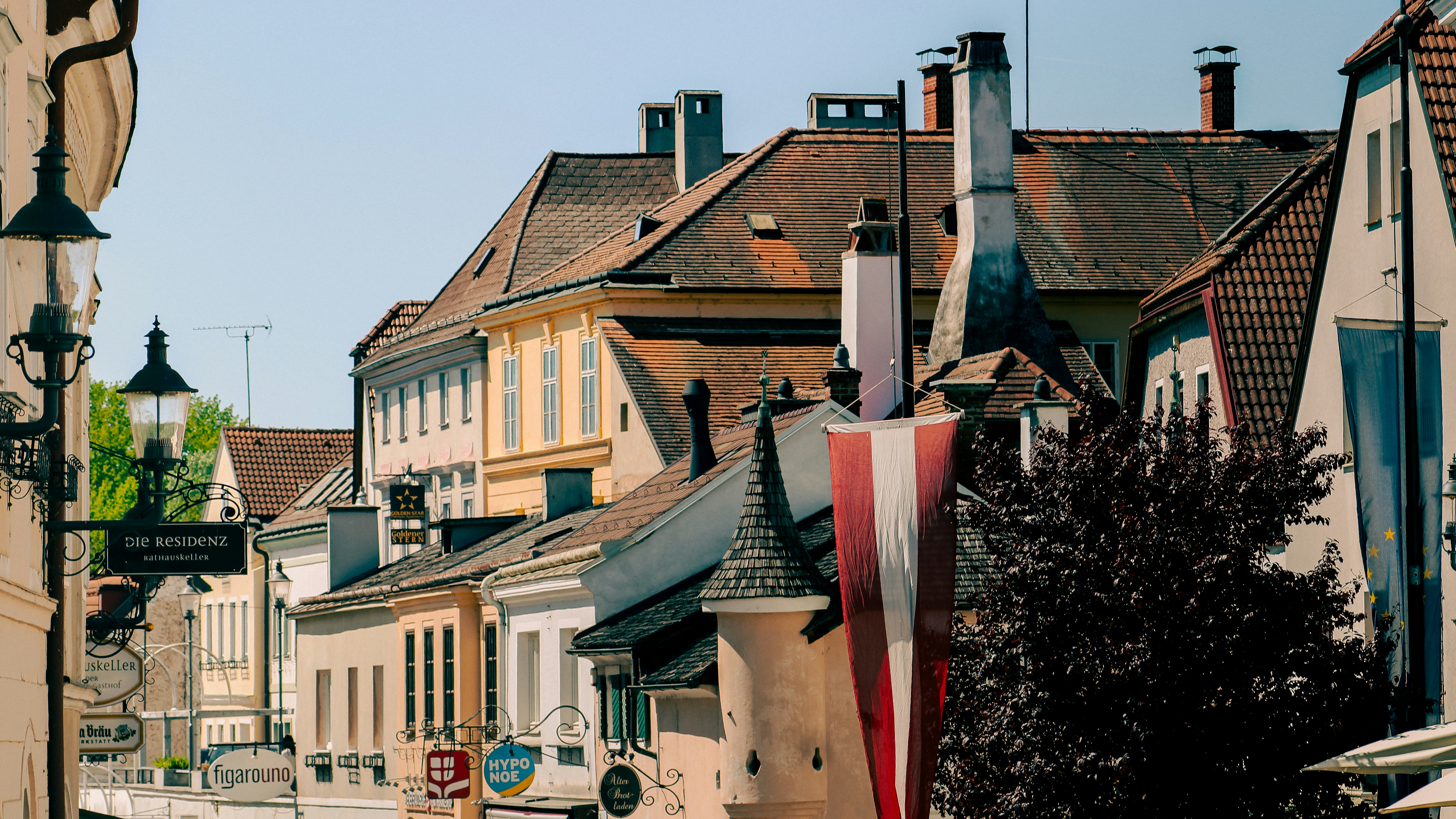 Quaint European Street: Colorful Facades and Timeless Rooftops