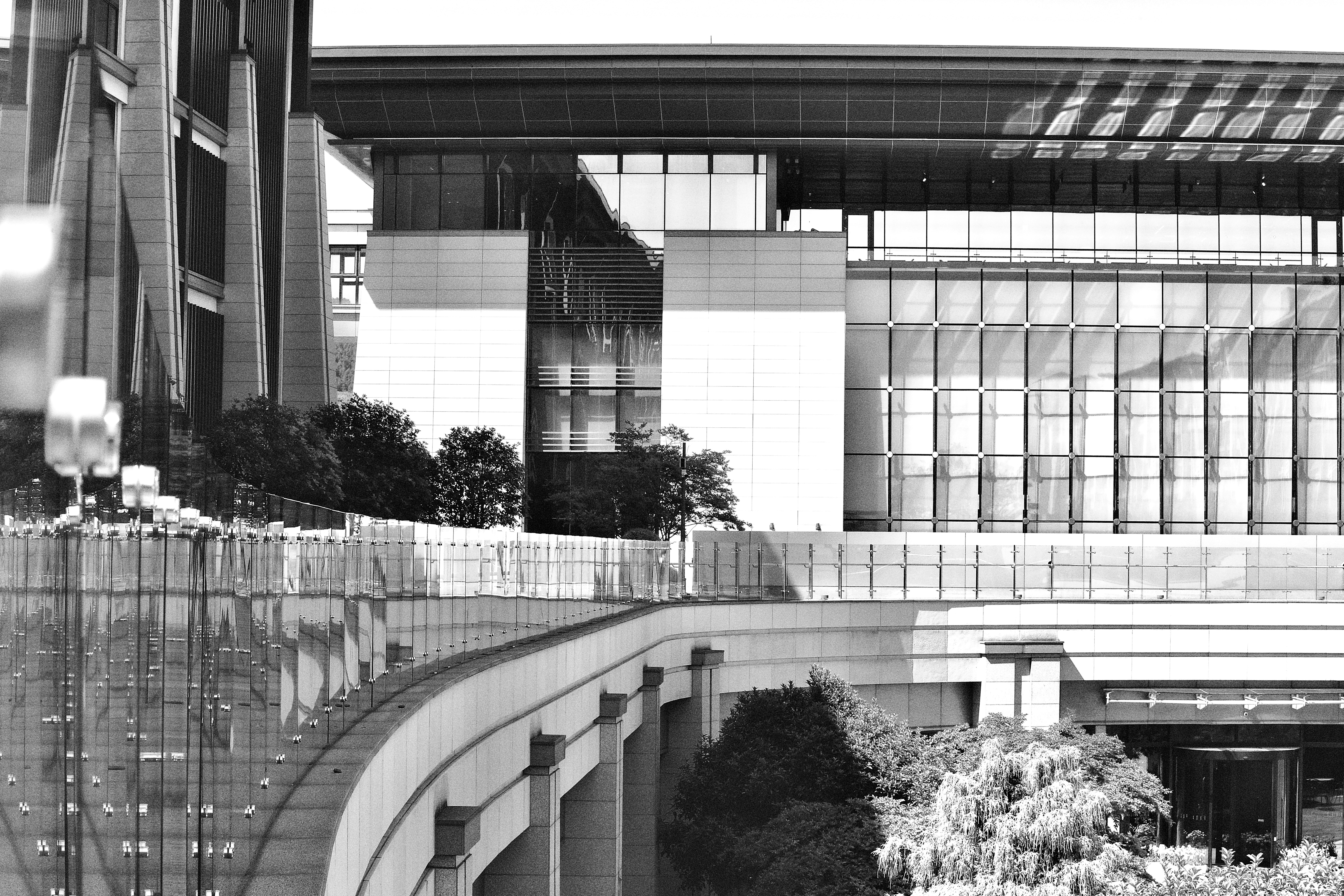 Concrete Cascade: Geometry and Glass in Monochrome