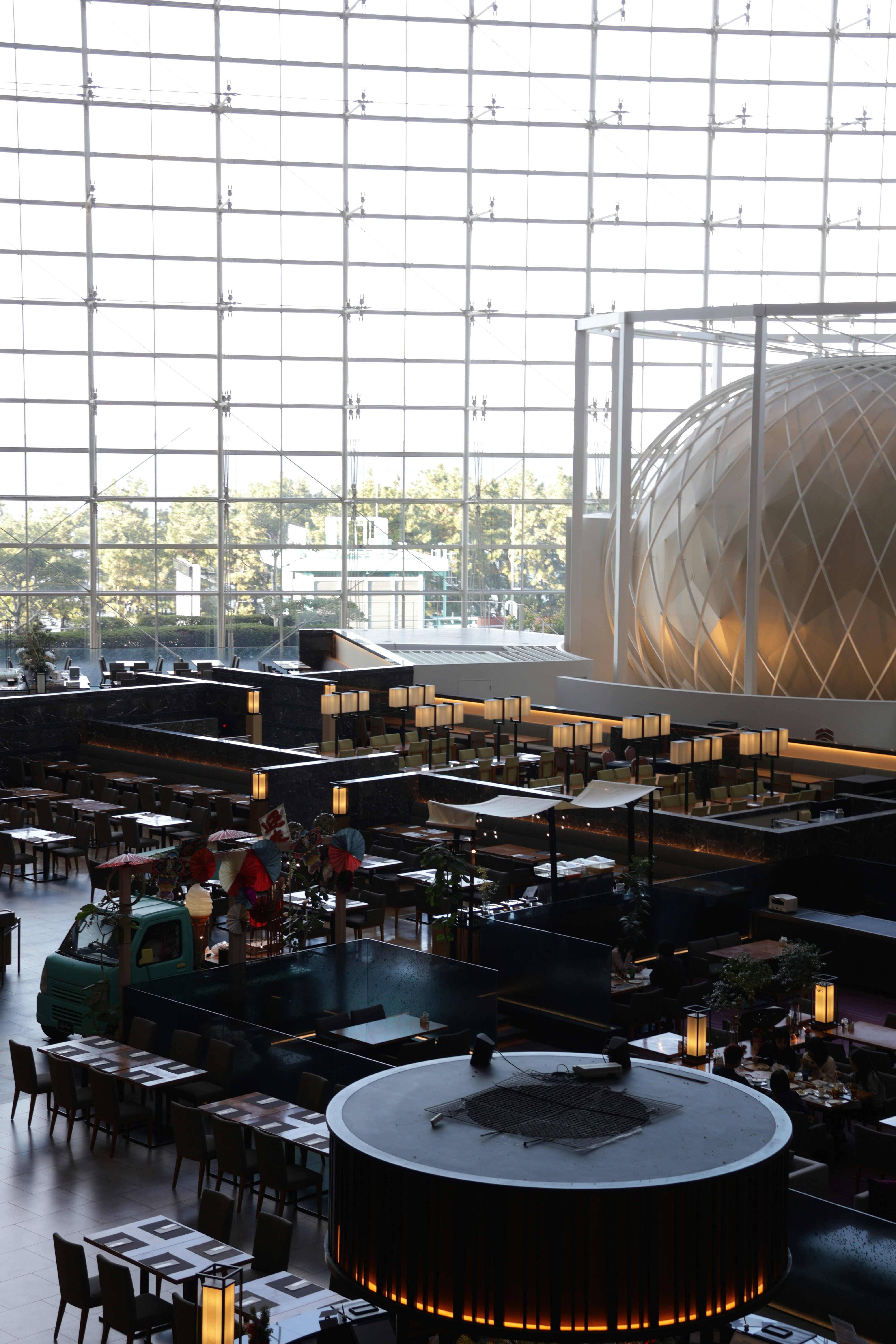 Geometric Light: A Sunlit Atrium Seated Afternoon